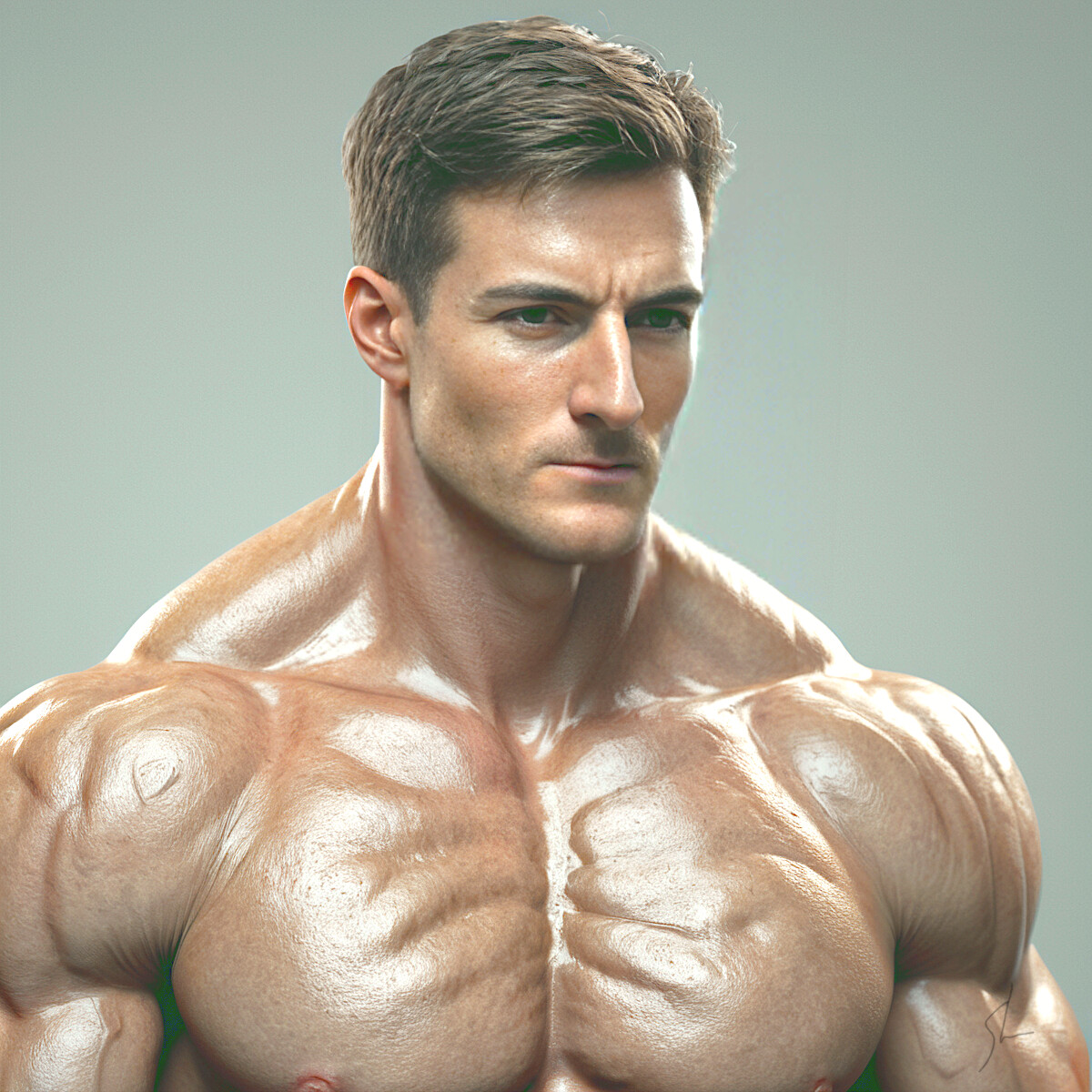 ArtStation - Muscular Man Shirtless Portrait Chiseled Ripped