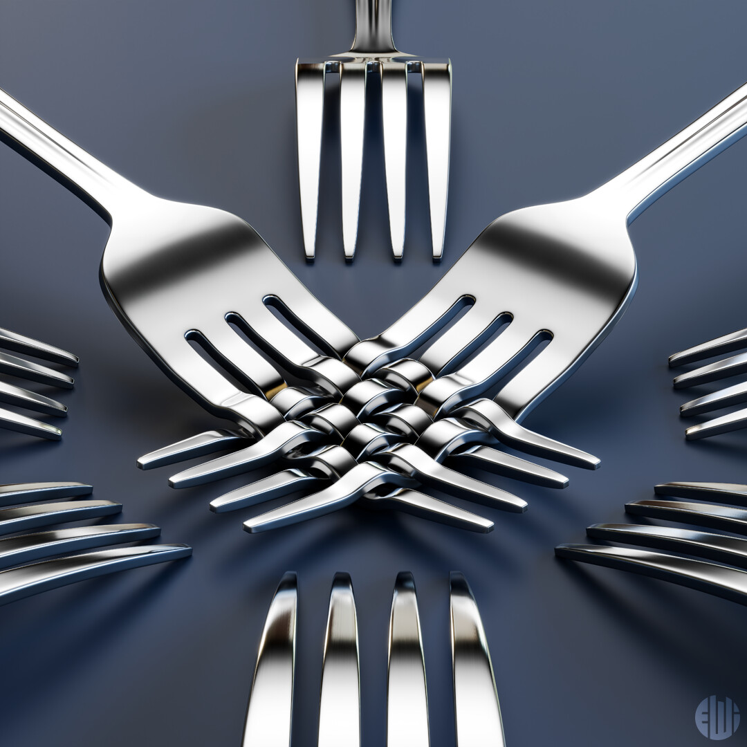 ArtStation - 3D Intertwined Fork Prongs