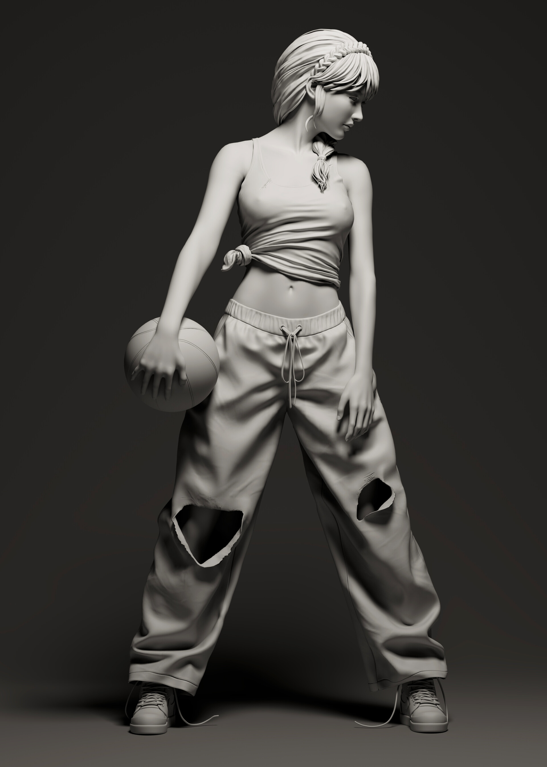 ArtStation - Street Basketball Girl Sculpture