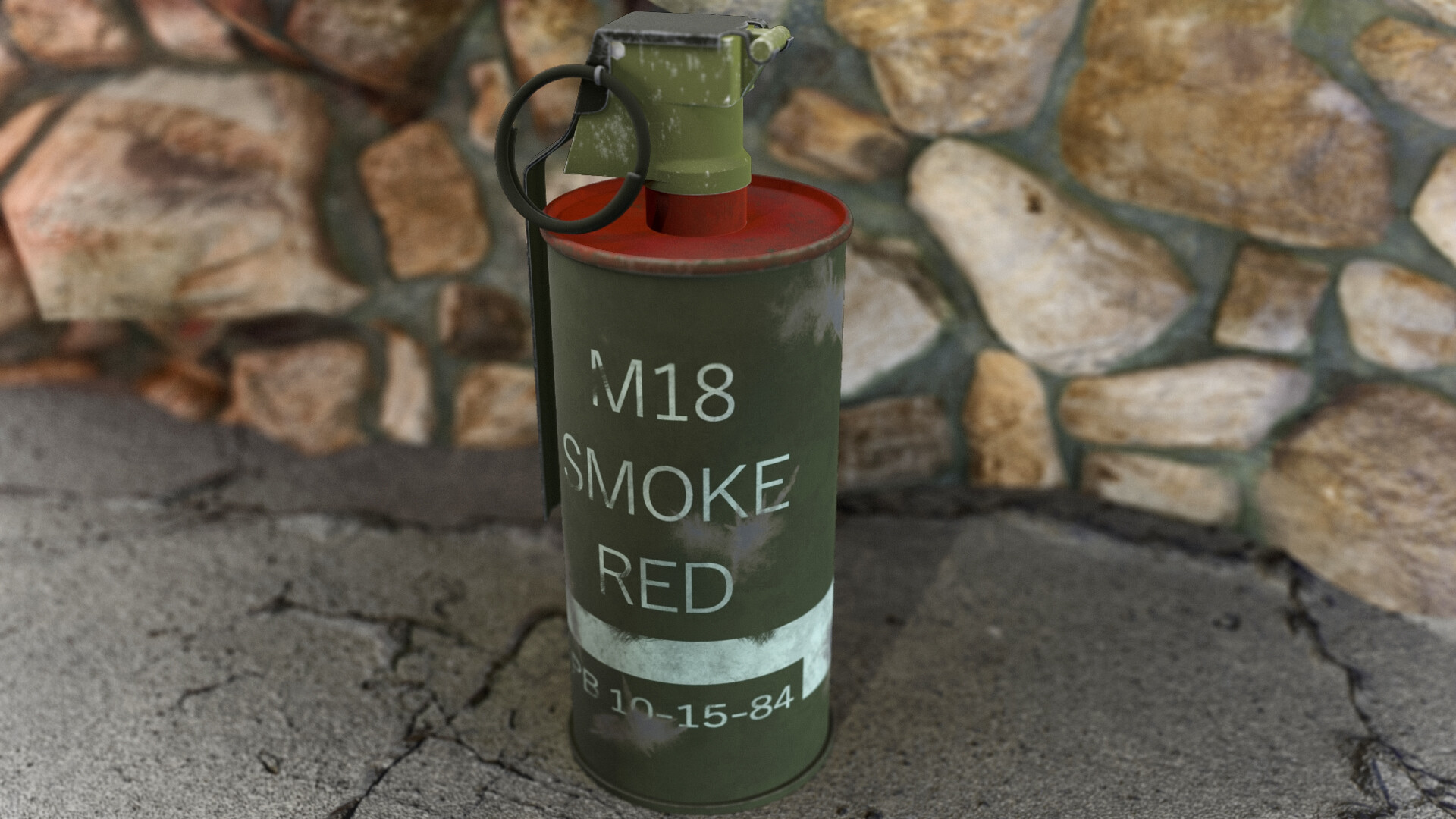 ArtStation - PBR Project - M18 Red Smoke Grenade