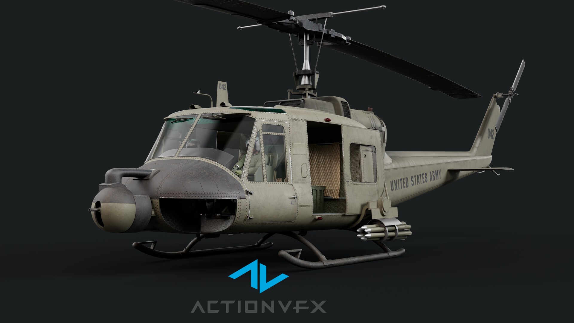 ArtStation - Bell UH-1C Huey Helicopter