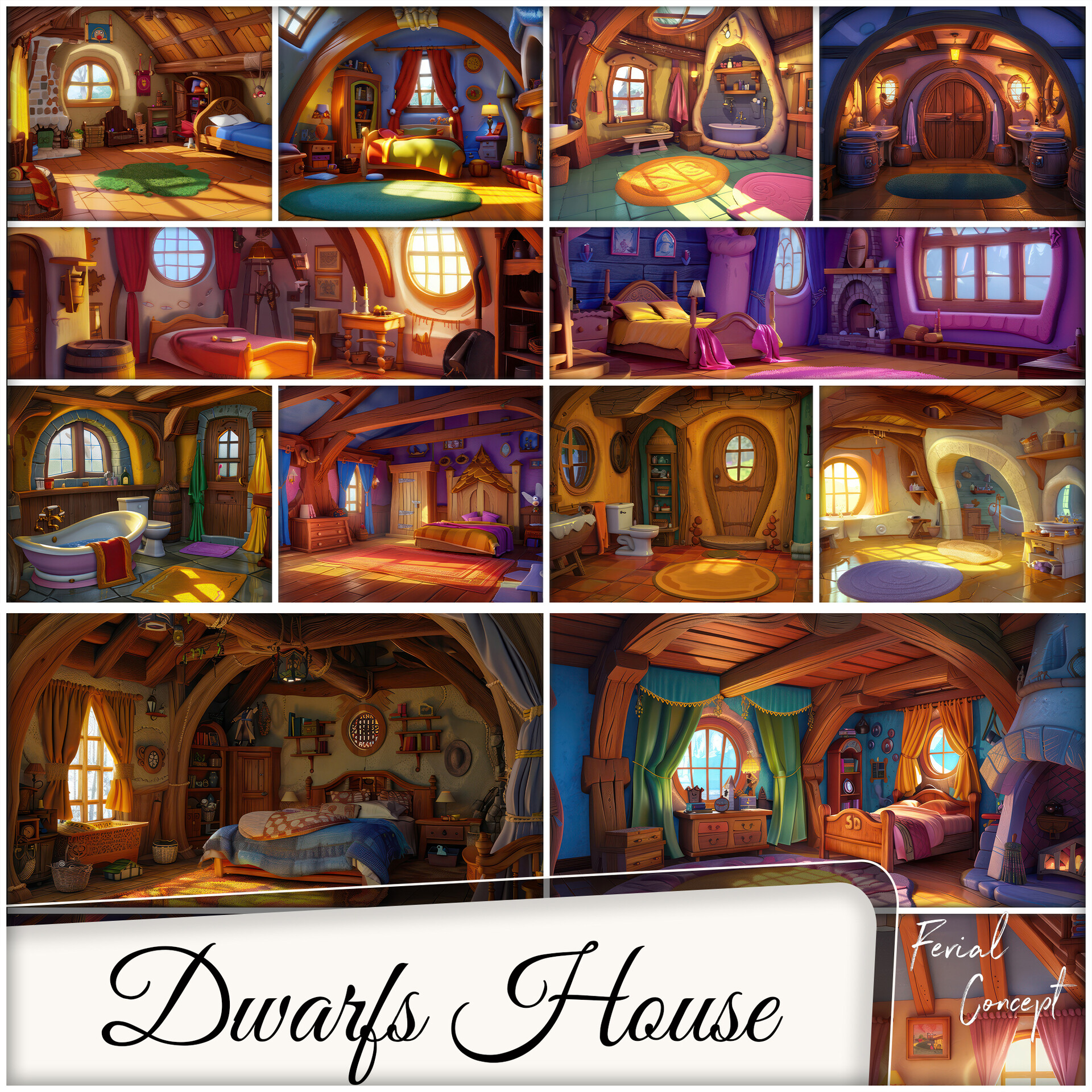 Ferial Concept - 🔹200 Dwarfs House - Cartoon Concept Reference Image ...