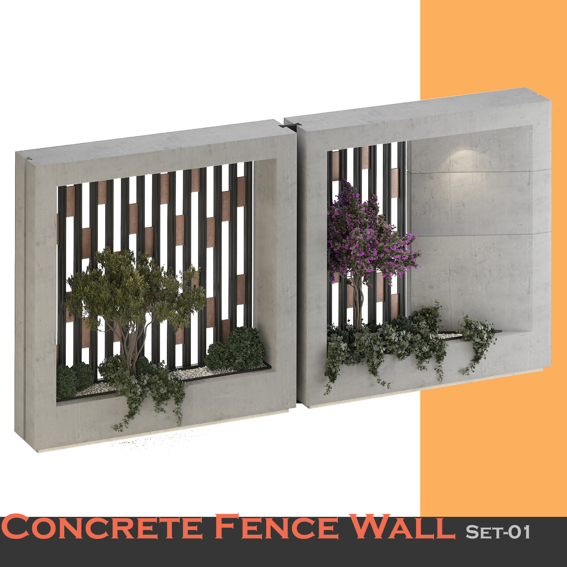 ArtStation - Concrete Fence Wall 01