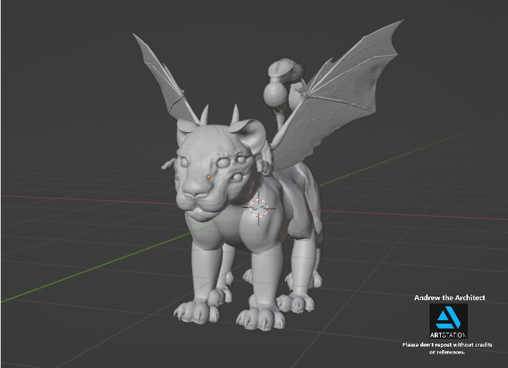 ArtStation - 3D model - Kimo, the manticore cub