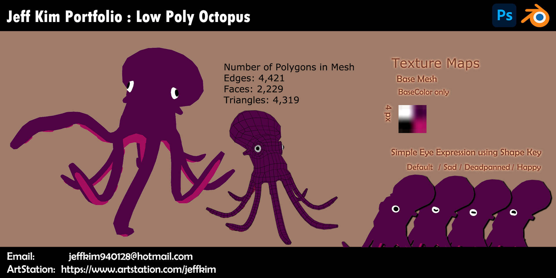 ArtStation - 3D Modeling : Low Poly Octopus