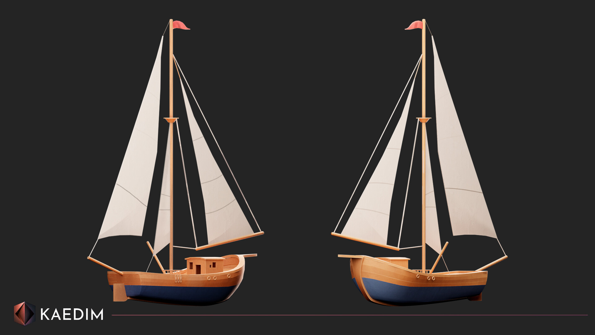 Kaedim - Sailboat | 3D Stylised Game Asset | Kaedim