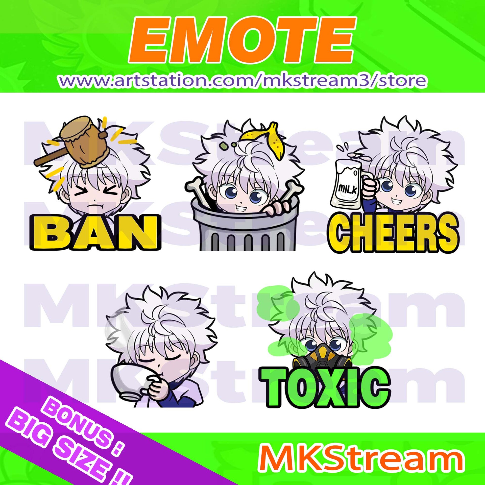 ArtStation - Emotes hunter x hunter killua ban hammer, trash, cheers ...