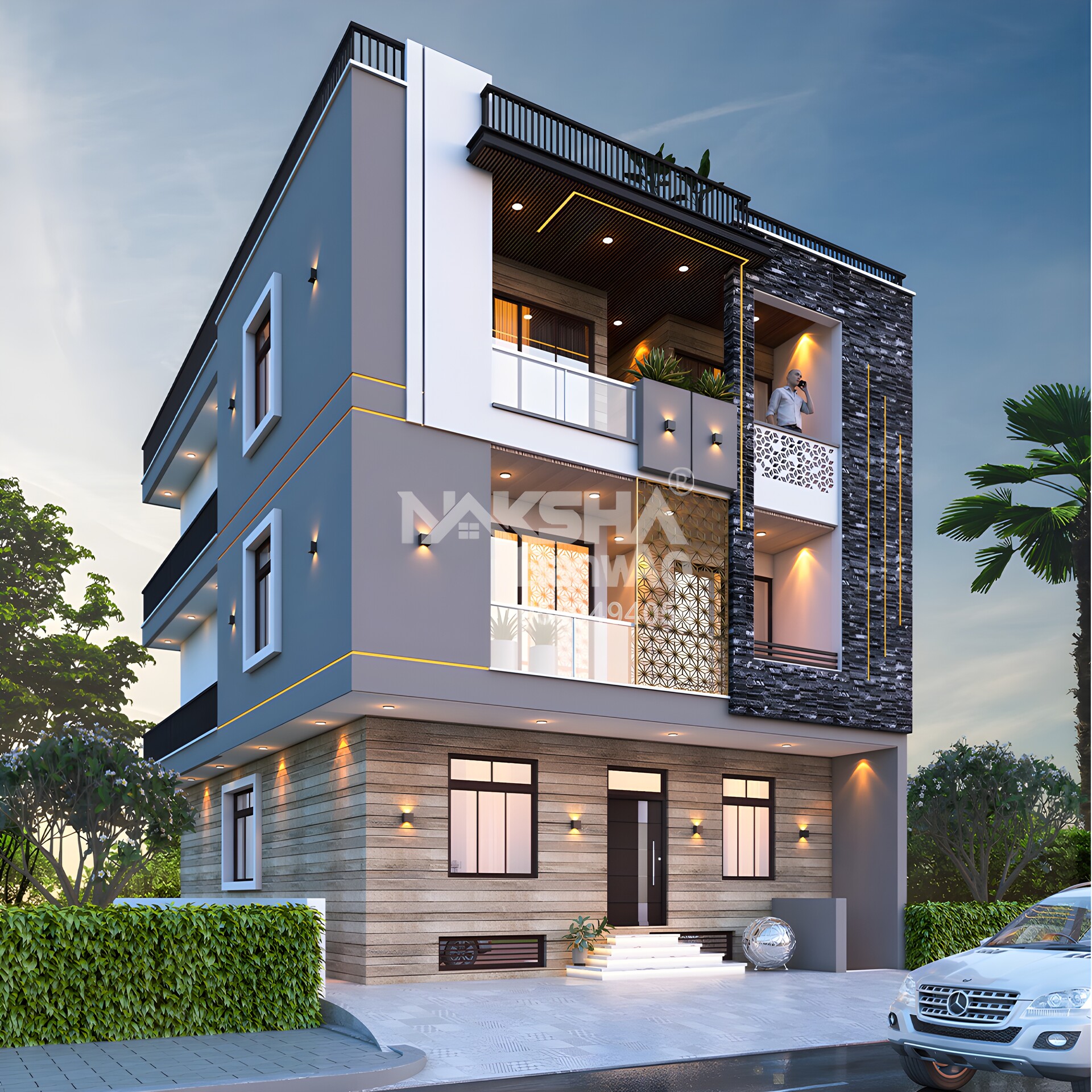 contemporary house front elevation