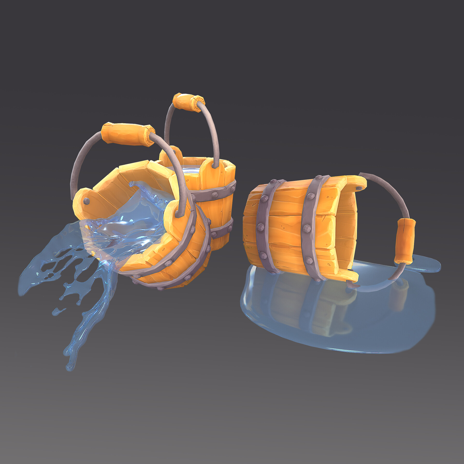 ArtStation - Wooden bucket low poly game 3d model