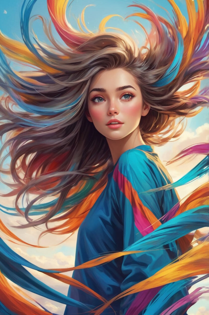 ArtStation - Girl With Windy Hair