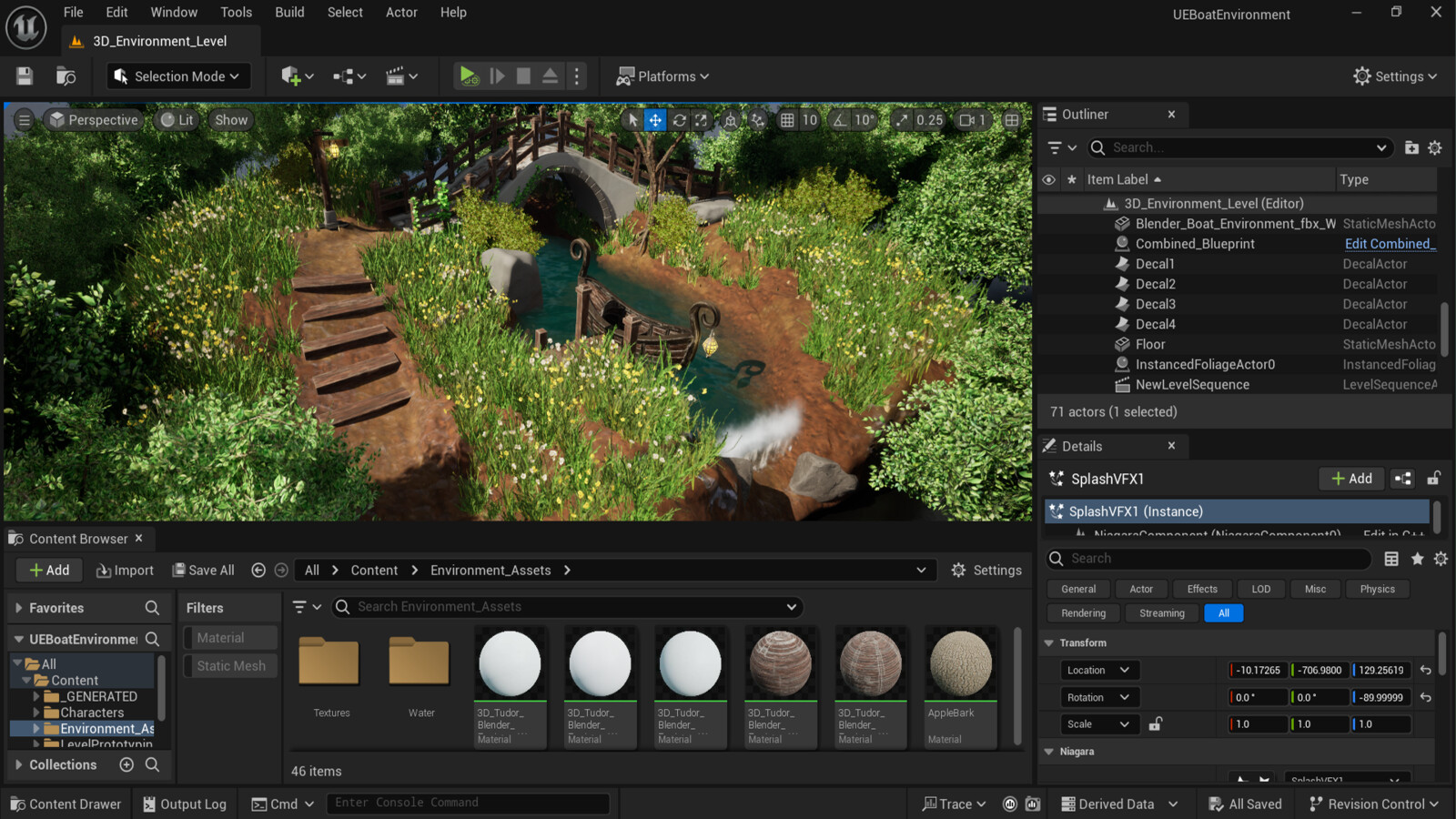 3D Tudor - Blender to Unreal Engine 5: Fantasy River 3D Diorama Boat Scene