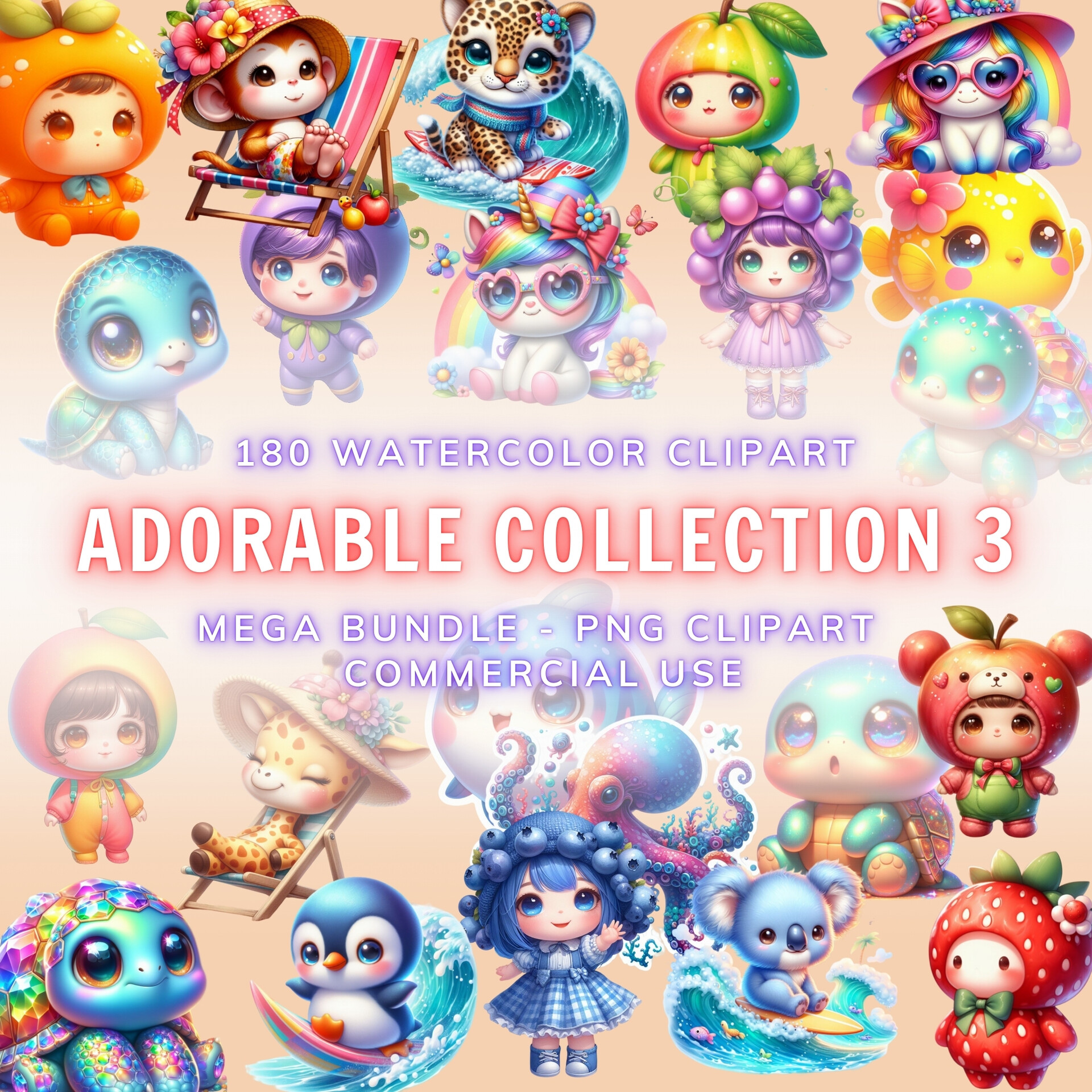 ArtStation - Adorable Pack 3 Clipart, Cute Clipart PNG, Transparent ...