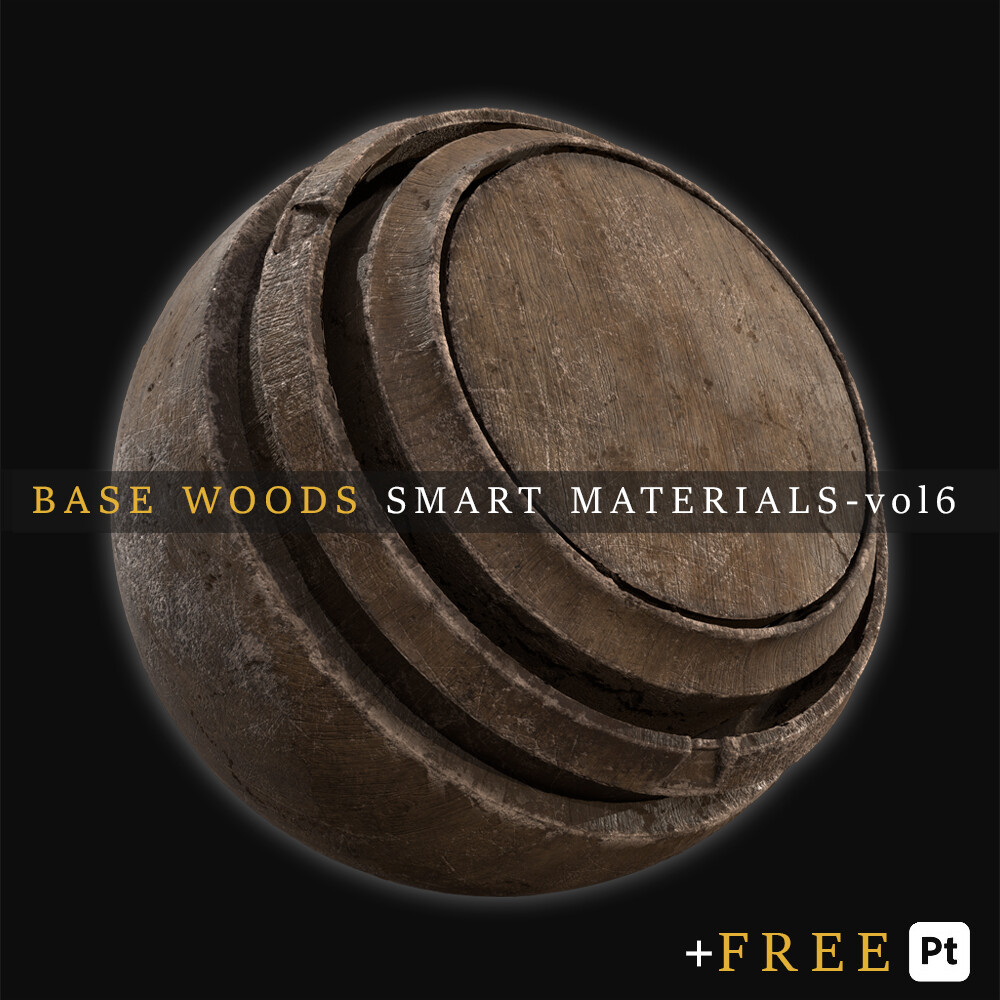 ArtStation - BASE and DAMAGED WOODS Smart Materials for Substance 3D Painter - VOL 06