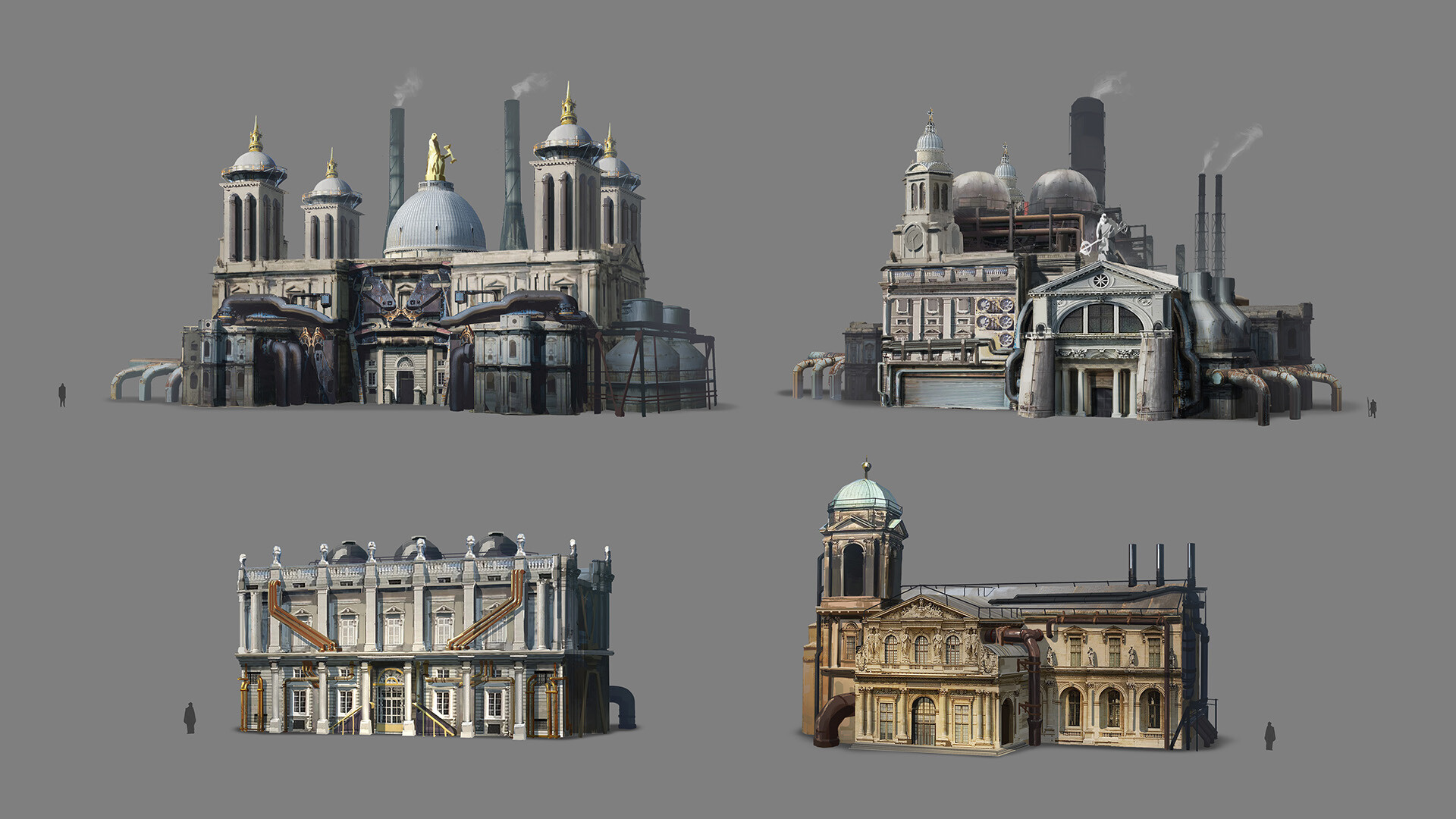 ArtStation - steampunk baroque concept - building explorations