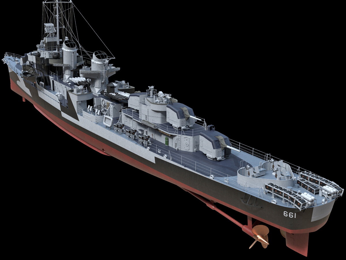 Stefan Dramiński - American destroyer USS Kidd (DD-661, Fletcher-class)