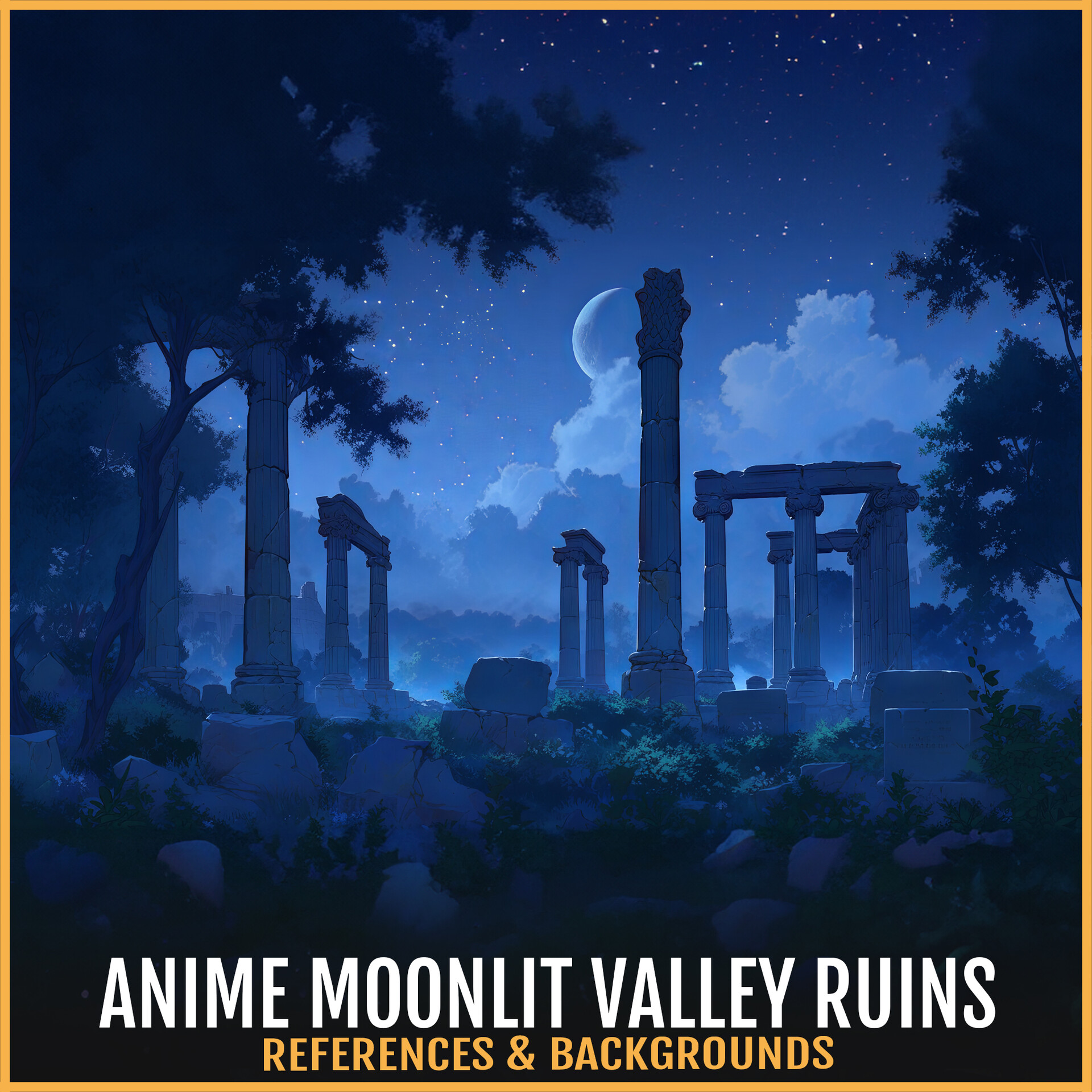 ArtStation - 303 Anime Moonlit Valley Ruins