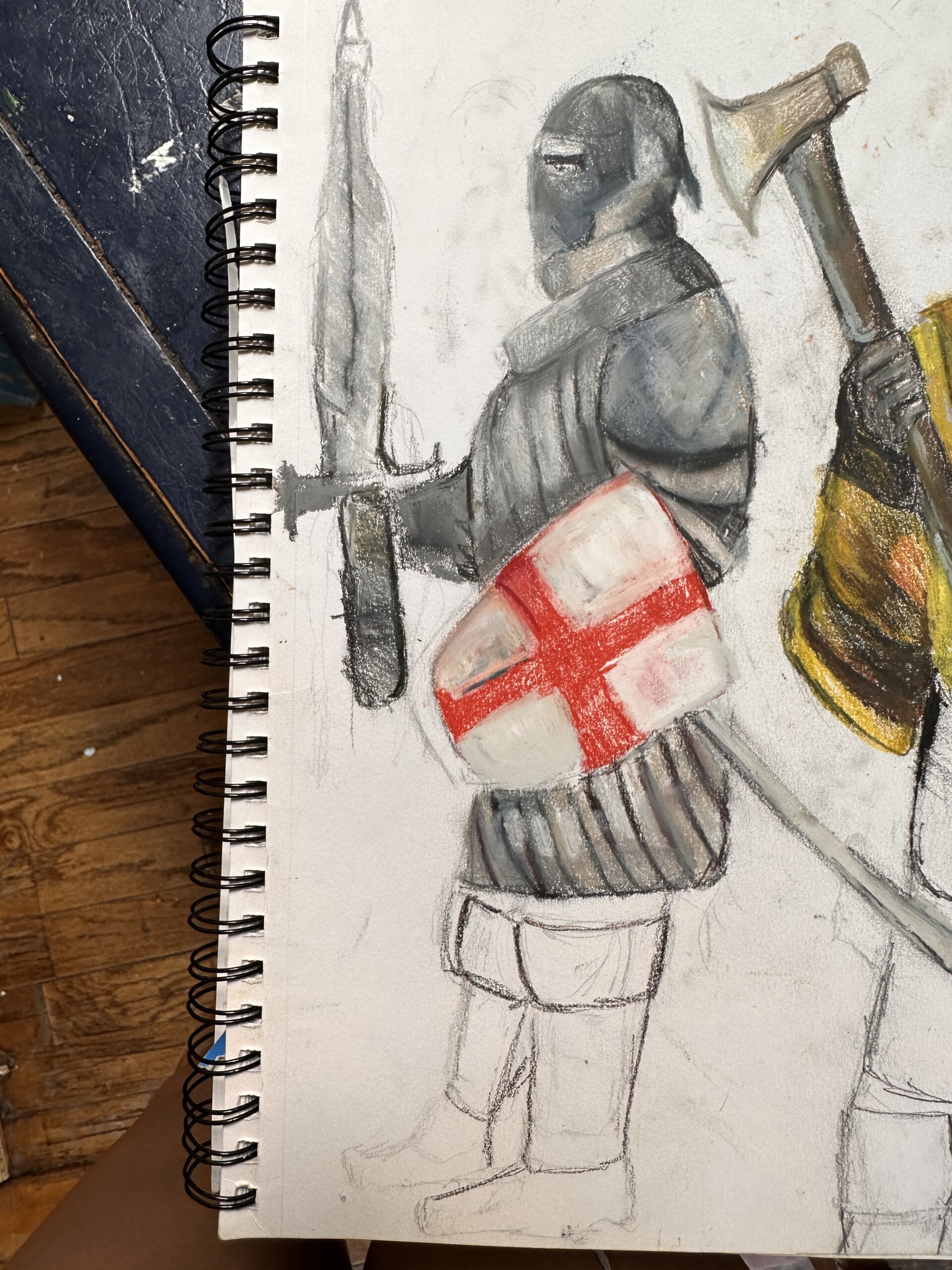 ArtStation - Knights in Armour Oil pastel on Paper