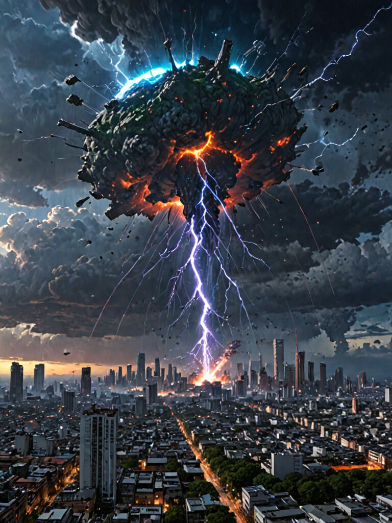 ArtStation - Thunderstorms attacking the city causing chaos