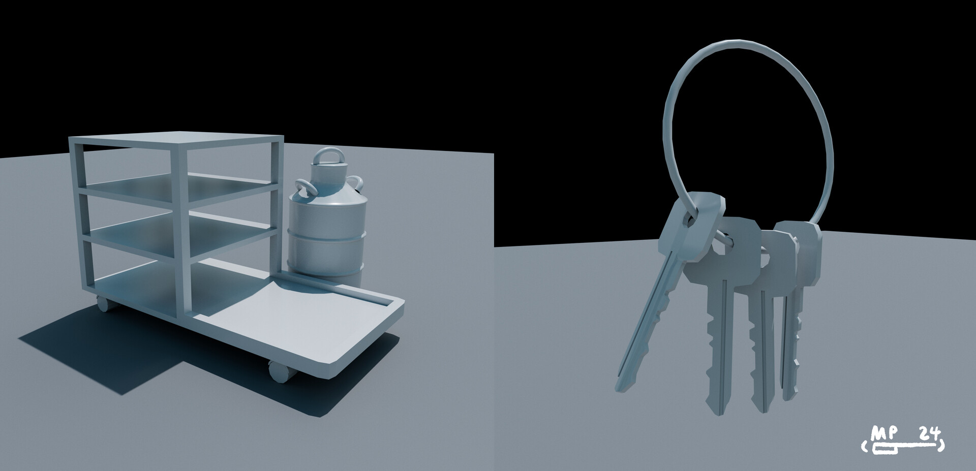 ArtStation - Tool Cart w/ Cannister, and Key Ring
