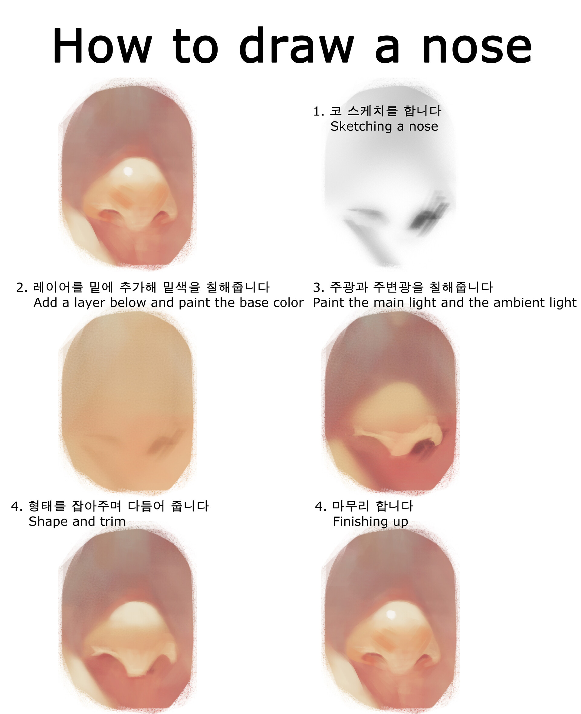 how to draw a nose digital painting