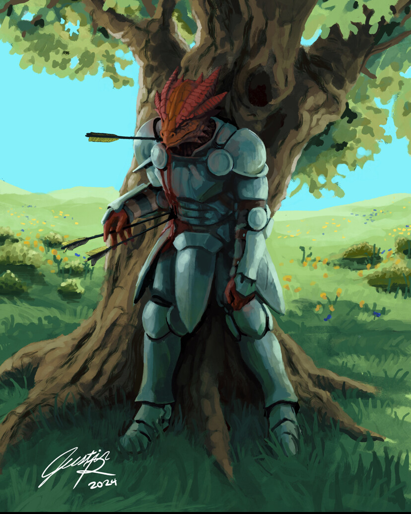 ArtStation - Injured Dragonborn Fighter