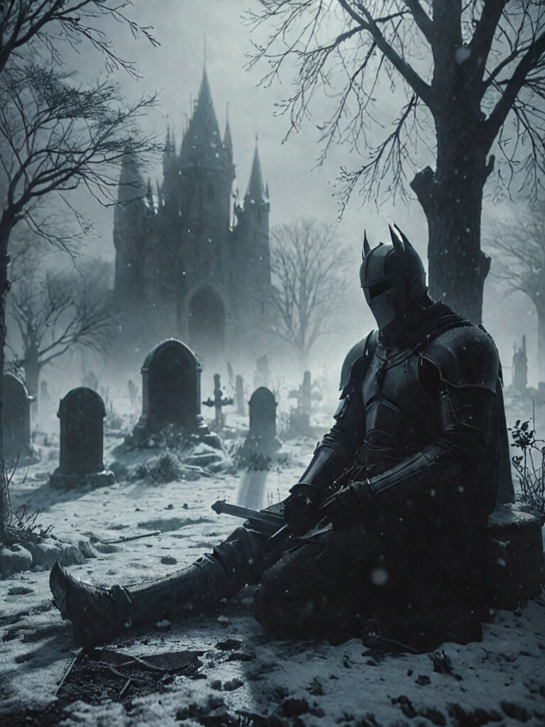 ArtStation - A knight sitting in a cemetery that is in front of a ...