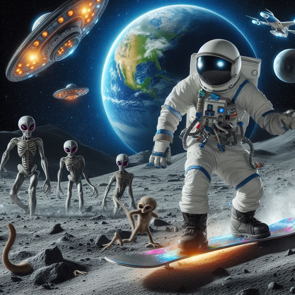 ArtStation - Galactic Skate: Astronaut's Lunar Adventure with Aliens