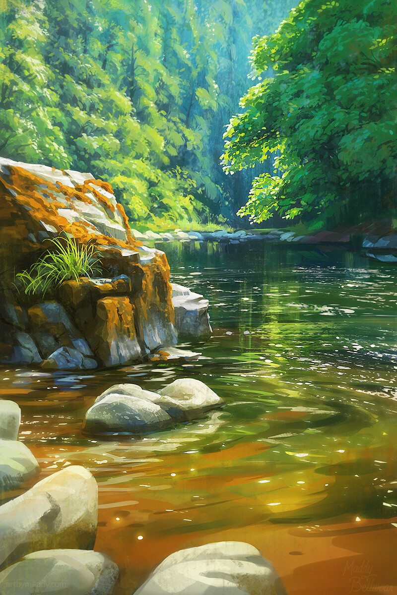 ArtStation - Sunny Day by the River