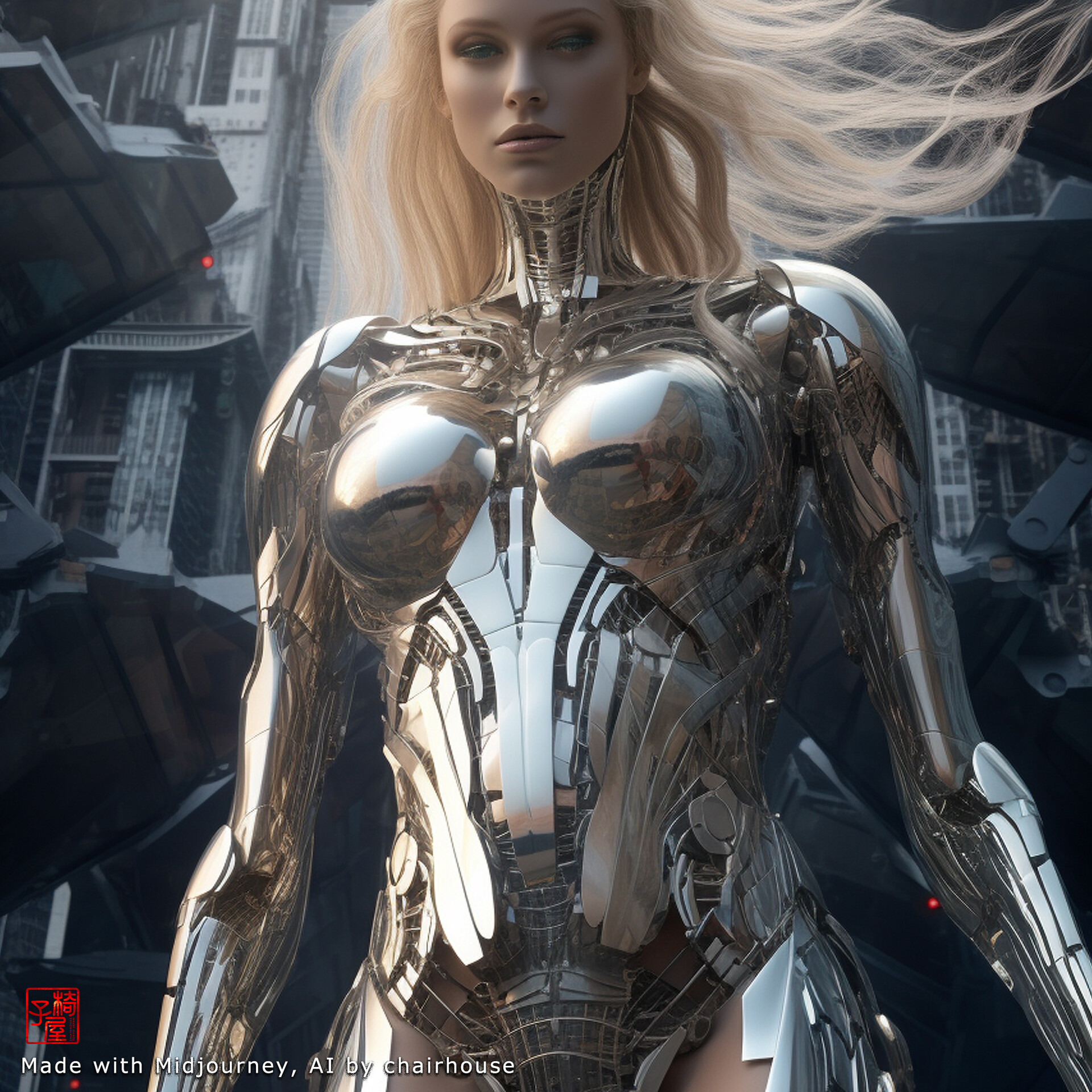 ArtStation - mechanical goddess128 in the future machine city under EPAC 240811 by Midjourney