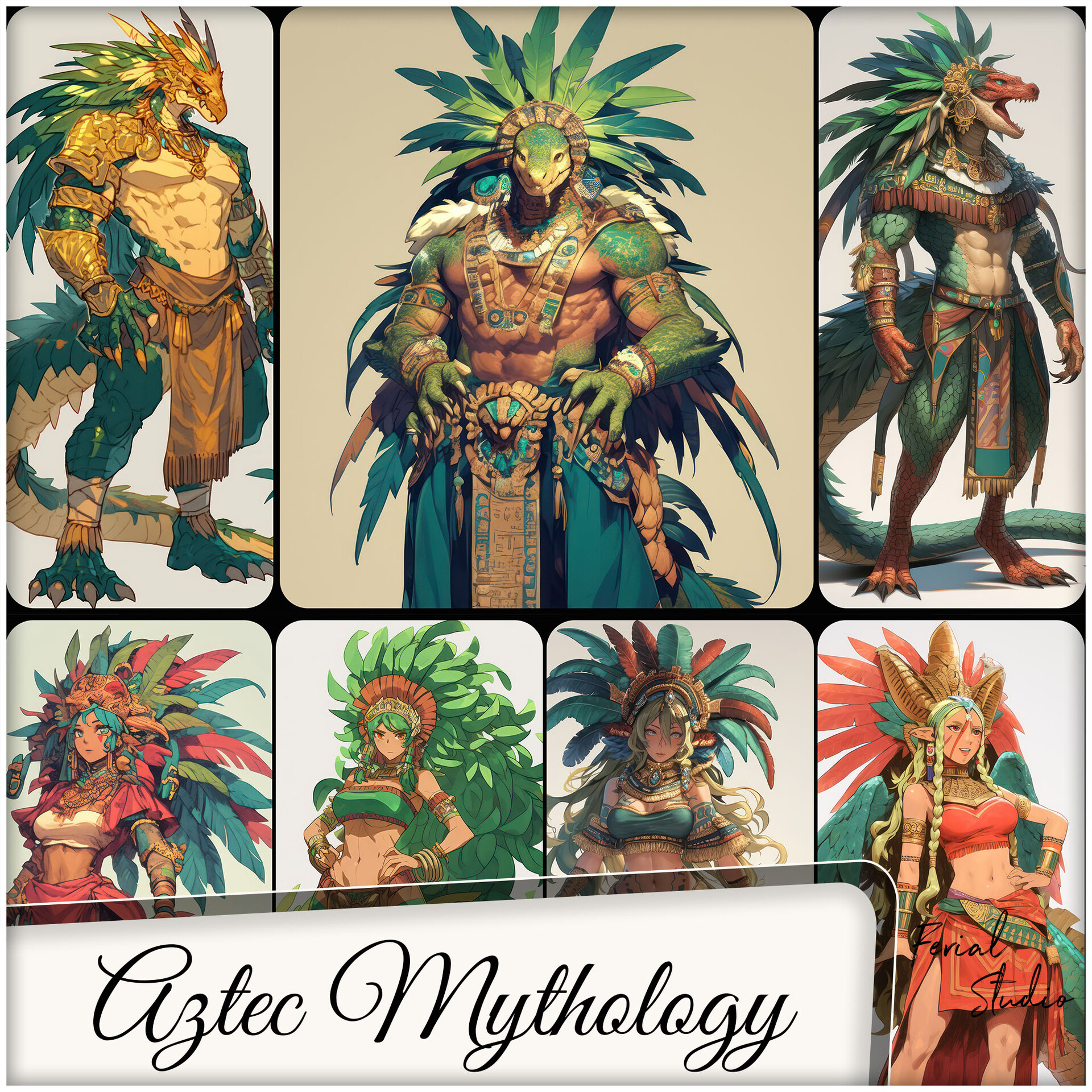 Ferial Studio - 🔹240 Aztec Mythology - Anime Character Reference Image ...