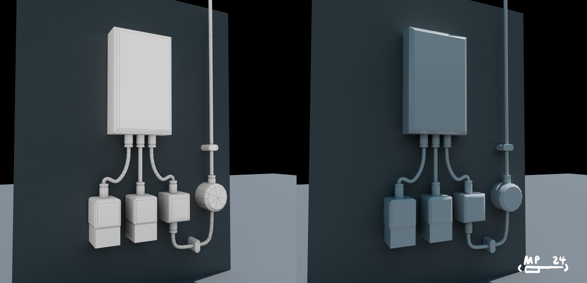 ArtStation - Junction Box + Wireframe