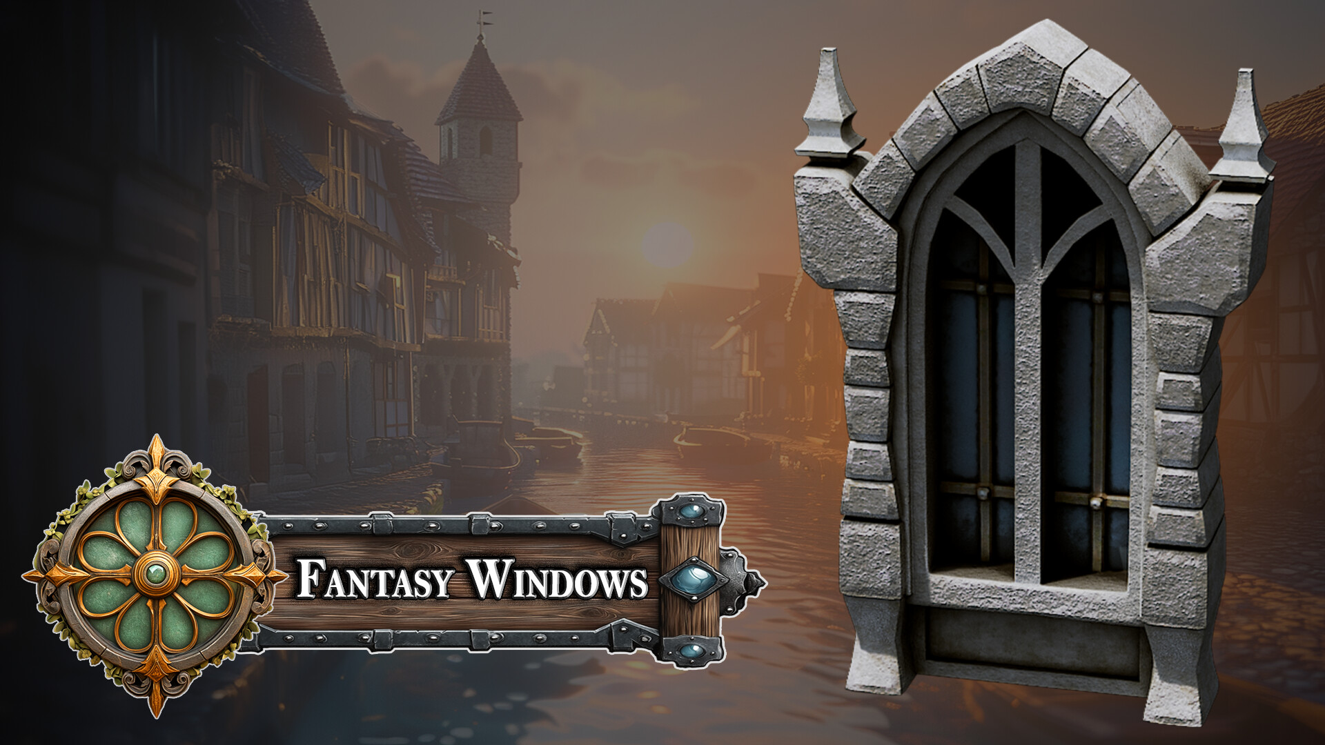3D Tudor - Blender 20 Massive Fantasy Windows Asset Pack