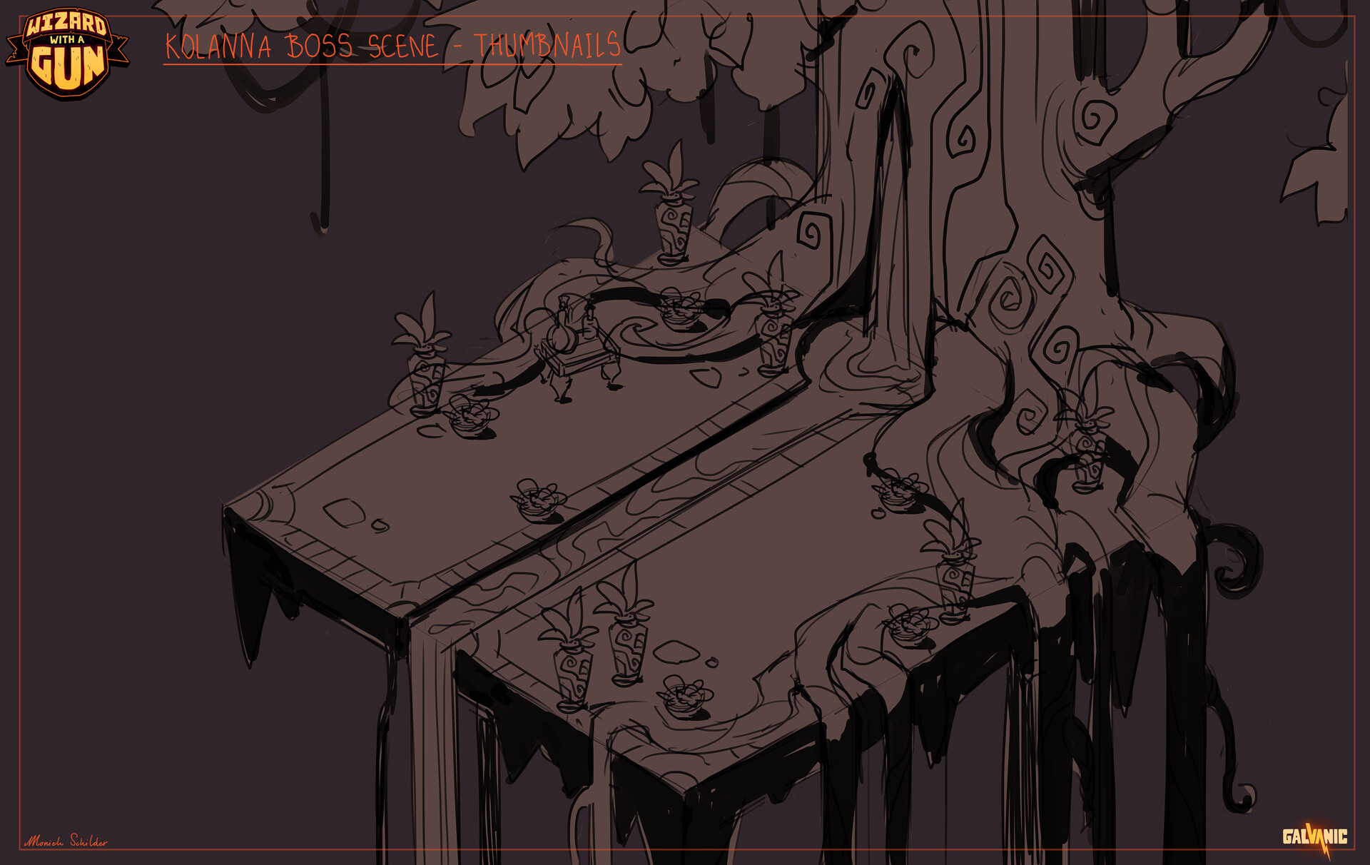 Moniek Schilder - Concept Artist - Wizard with a Gun - Boss Scenes