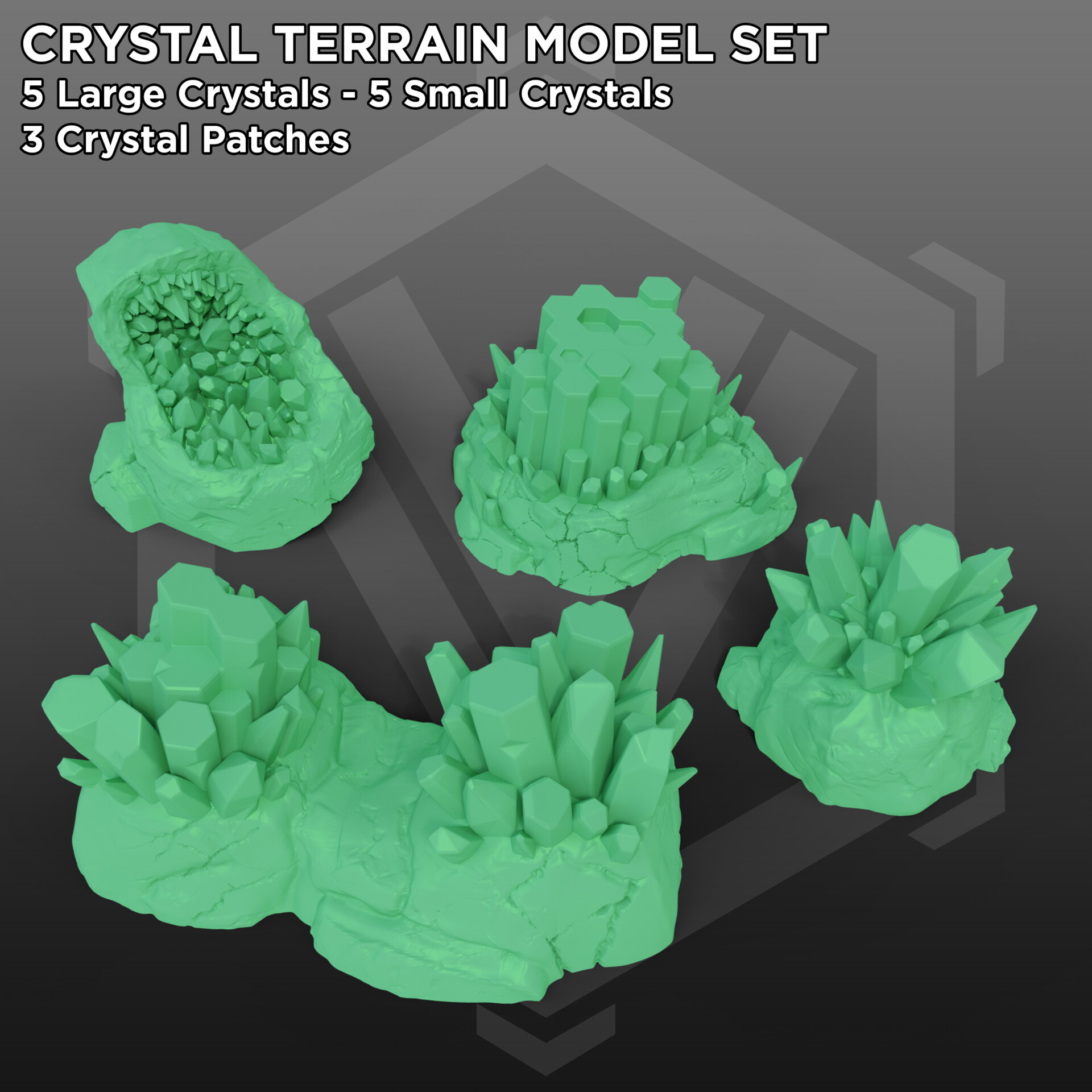 ArtStation - Crystal Terrain STL Set - 3D Printable Crystal Pieces