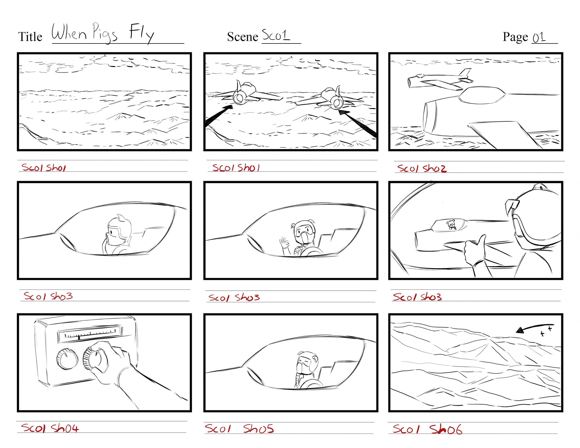ArtStation - Storyboards for Short Film project When Pigs Fly