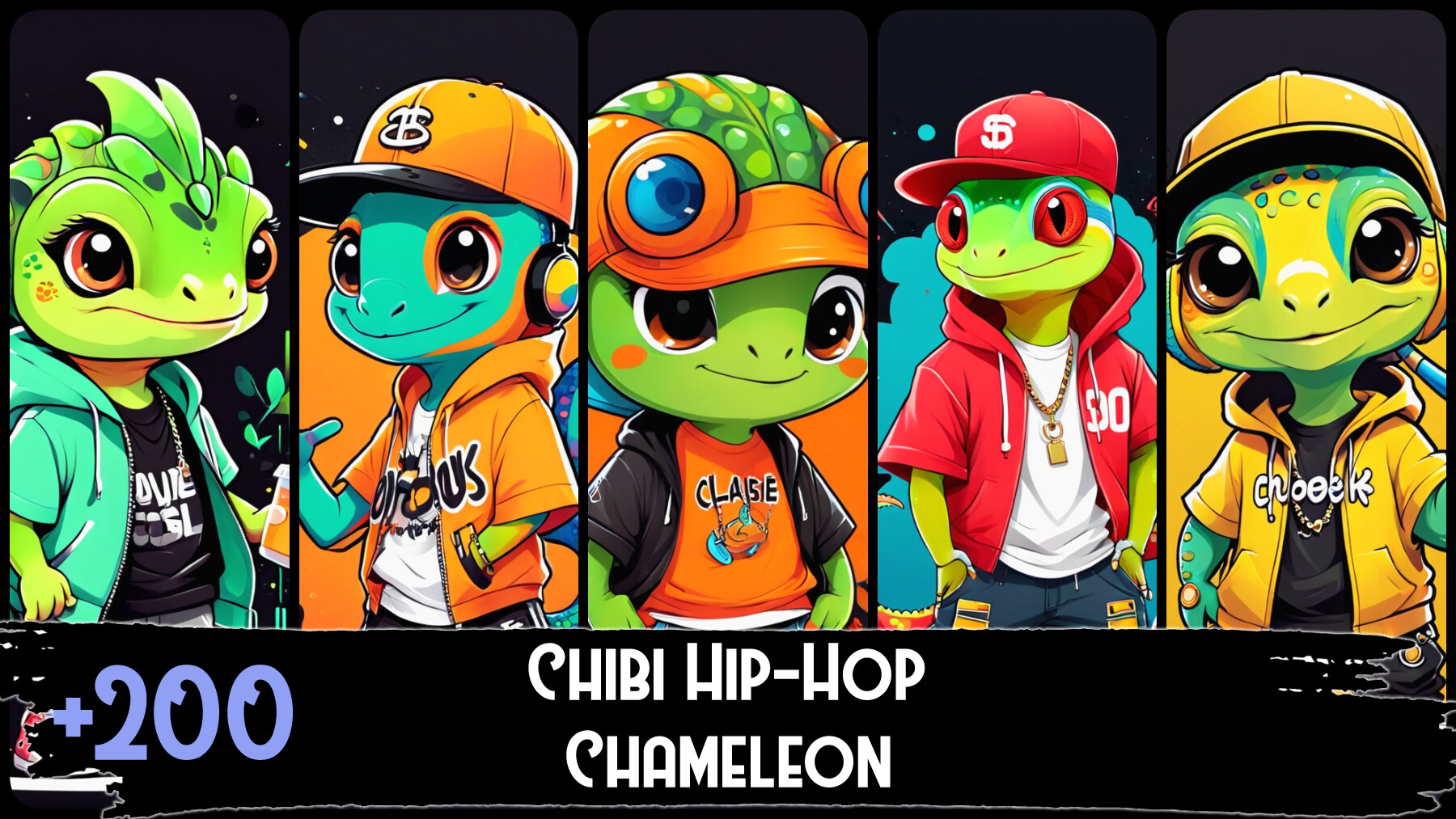 ArtStation - +210 Chibi Hip-Hop Chameleon