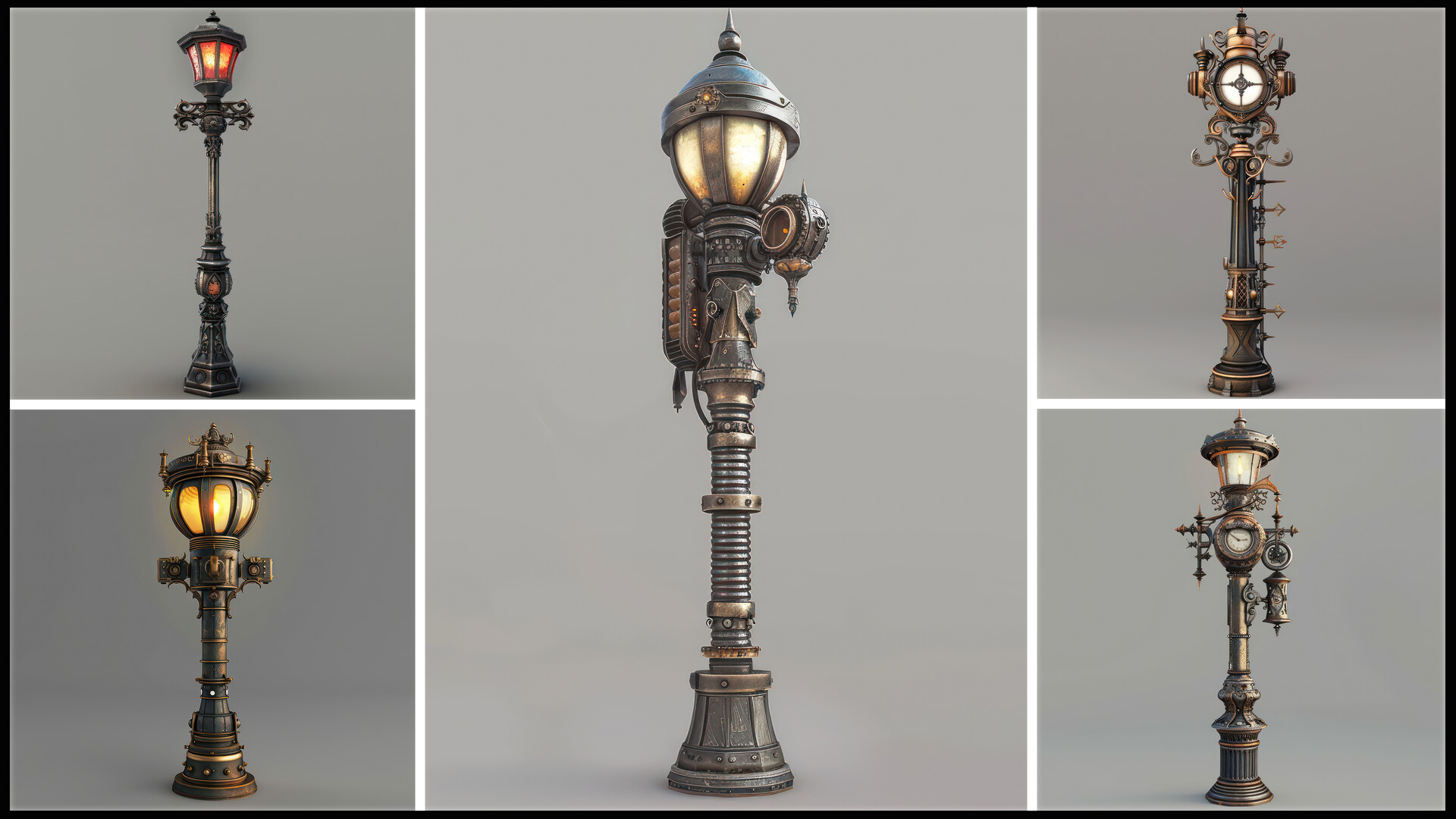 Ferial Concept - 🔹200 Steampunk Lamp - Game Asset Reference Image Pack ...