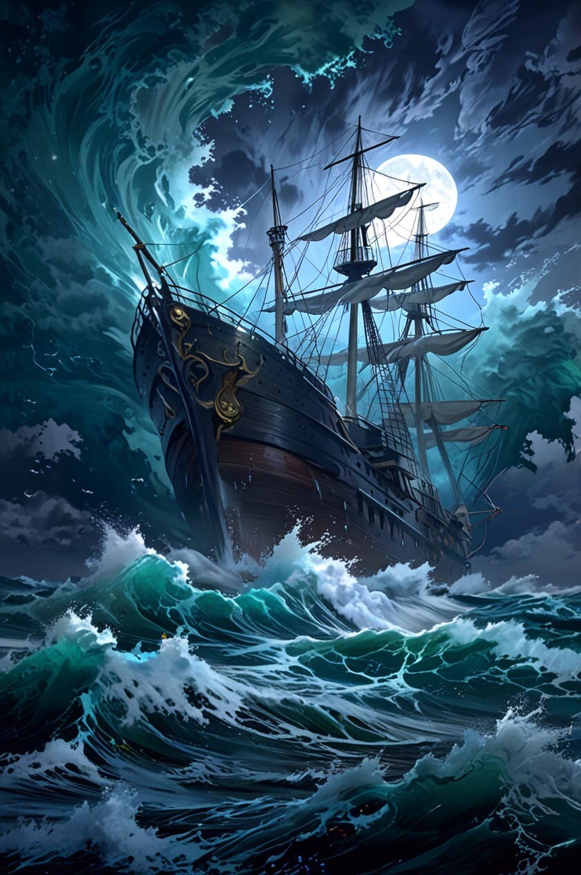 ArtStation - Ship in stormy sea