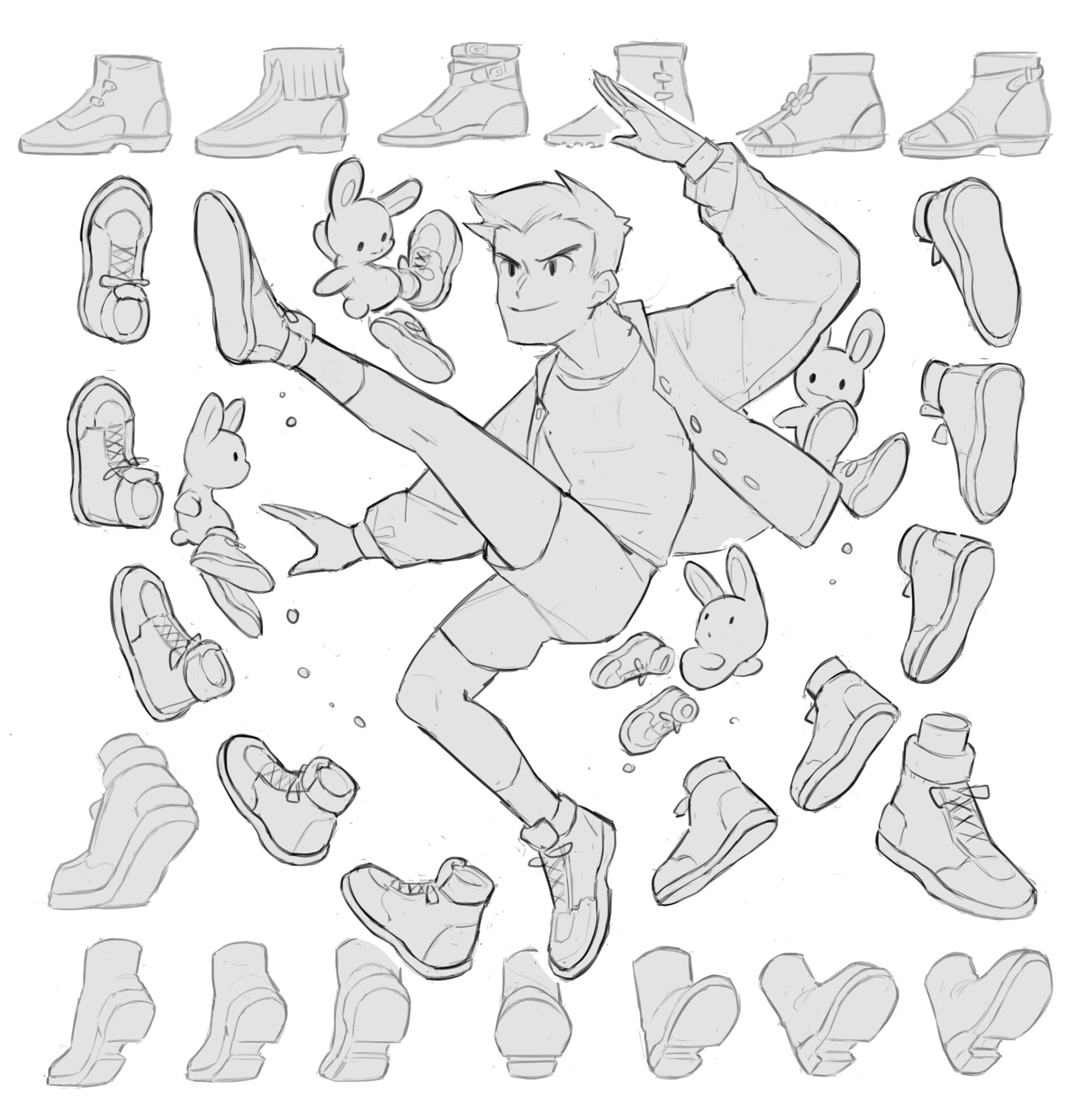 running feet drawing reference
