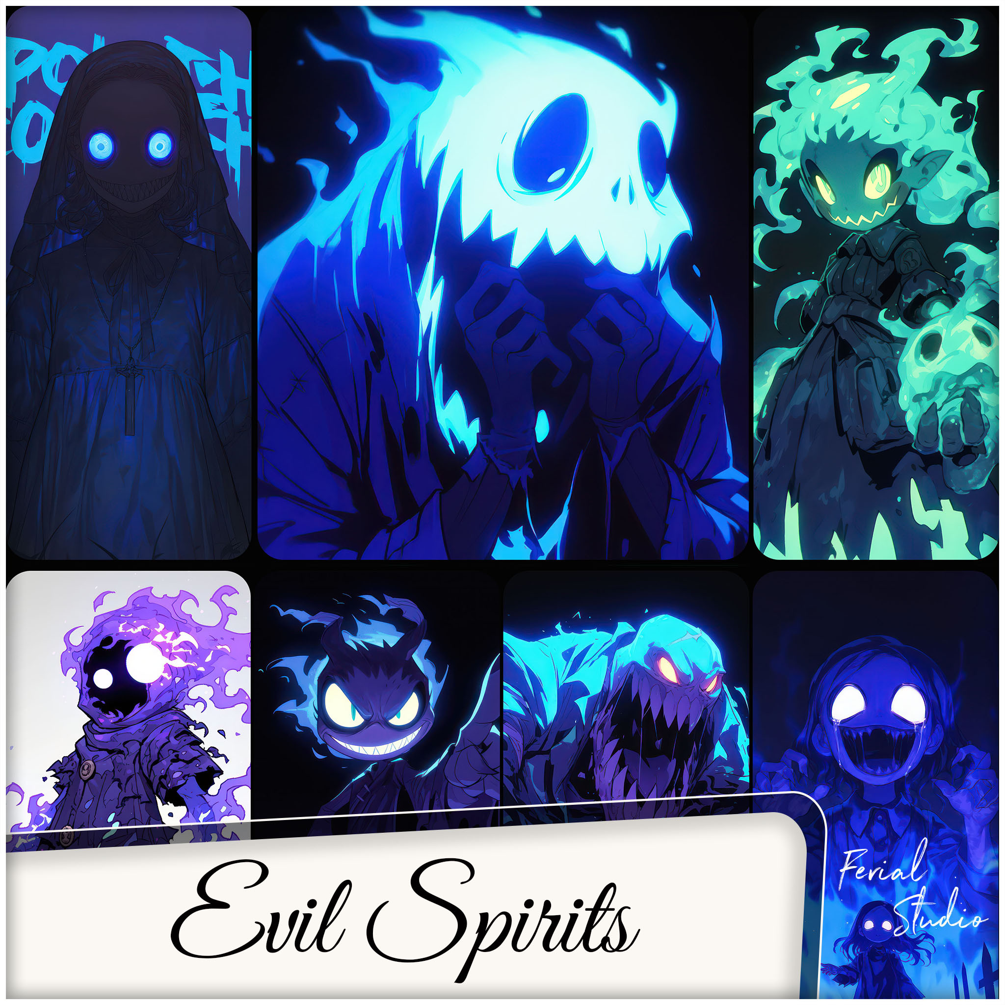 Ferial Studio - 🔹200 Evil Spirits - Cartoon Character Reference Image ...