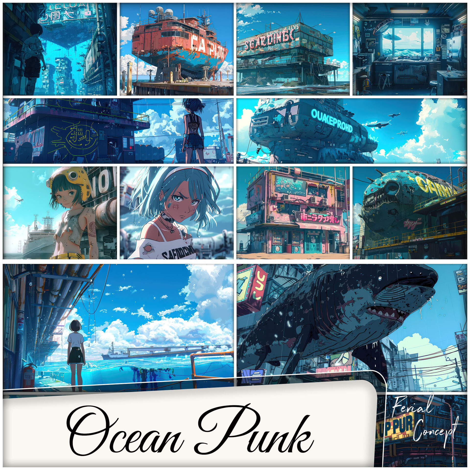 Ferial Concept - 🔹240 Ocean Punk - Anime Concept Reference Image Pack v ...