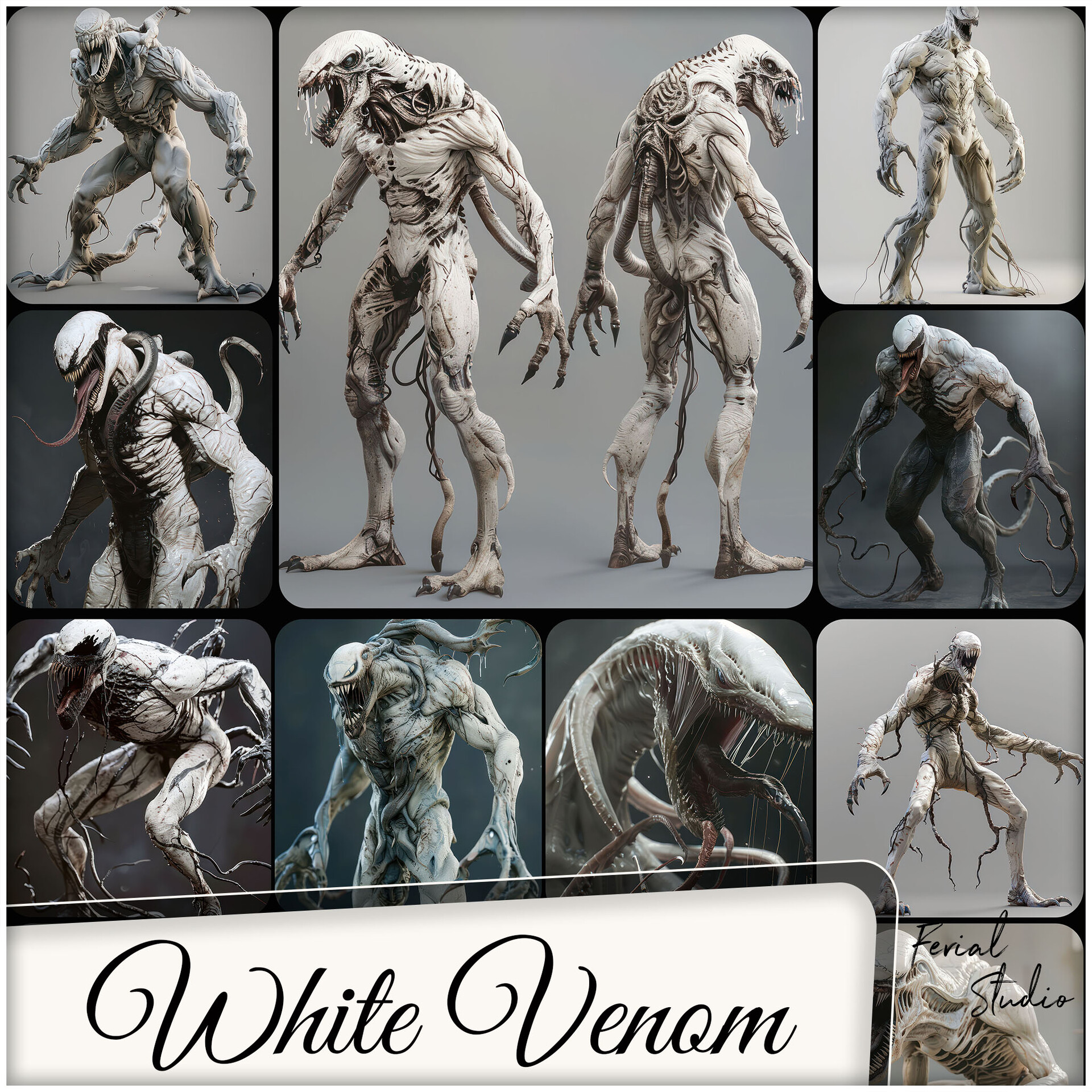 Ferial Studio - 🔹200 White Venom Character Reference Image Pack v.33 |4K|