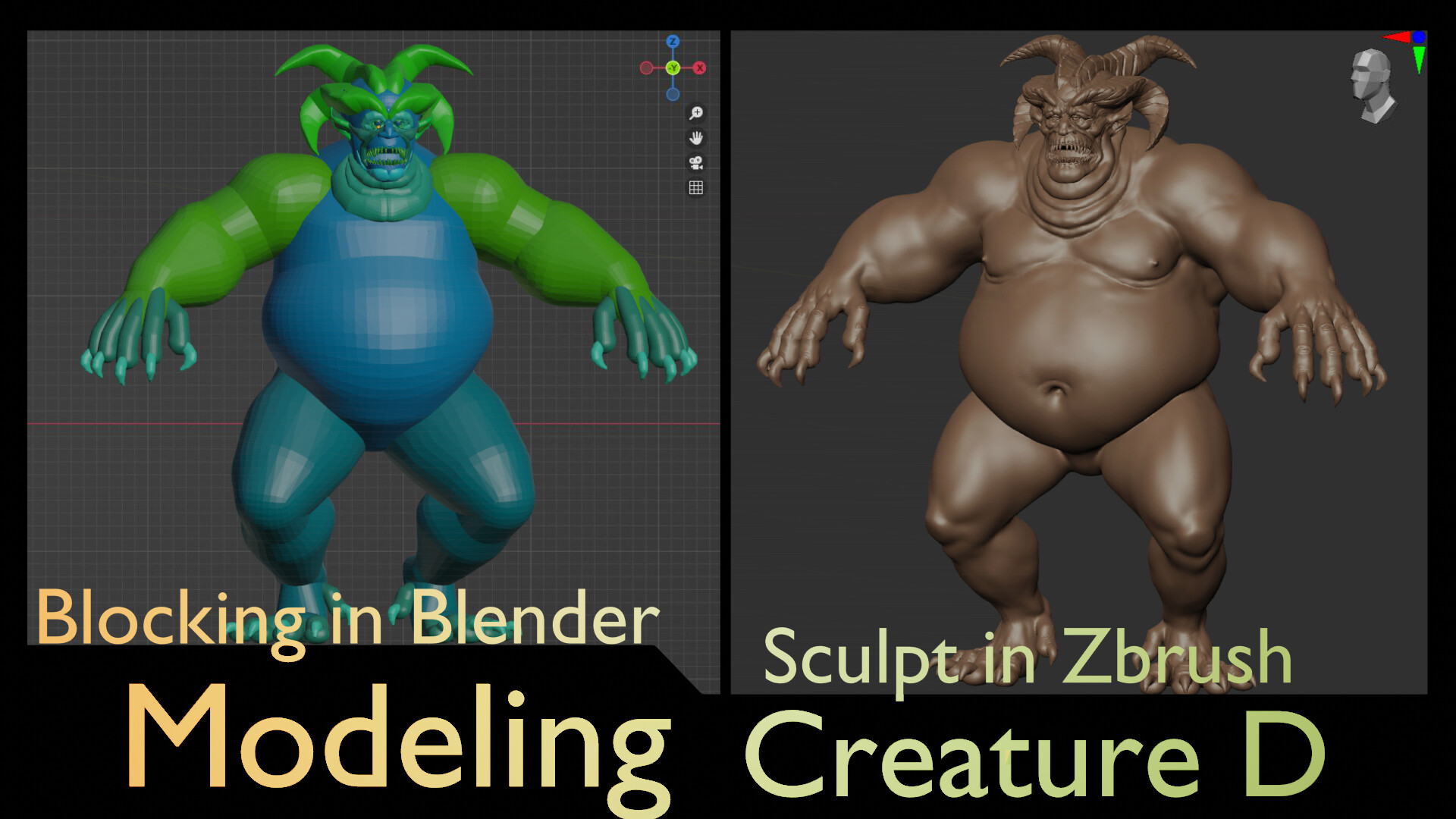 ArtStation - Creature Modeling D Timelapse: Blocking in blender and start Sculpting in ZBrush