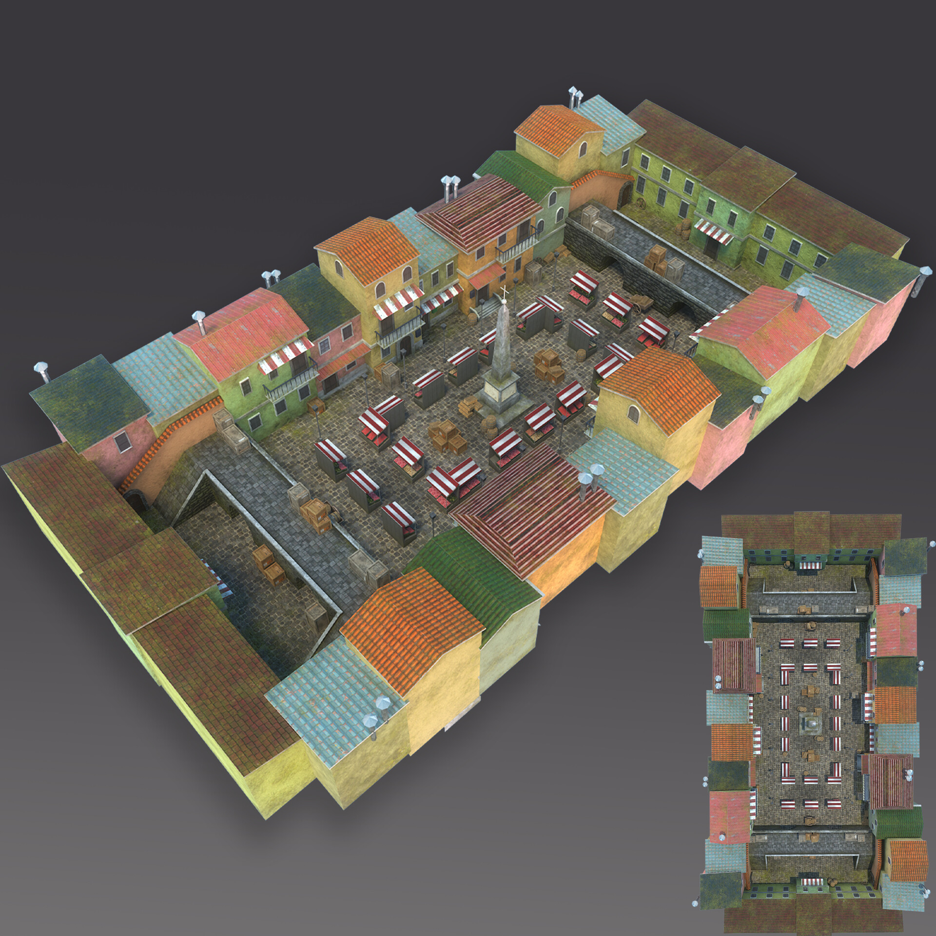 ArtStation - Game location for mobile shooter "market square in a quiet ...