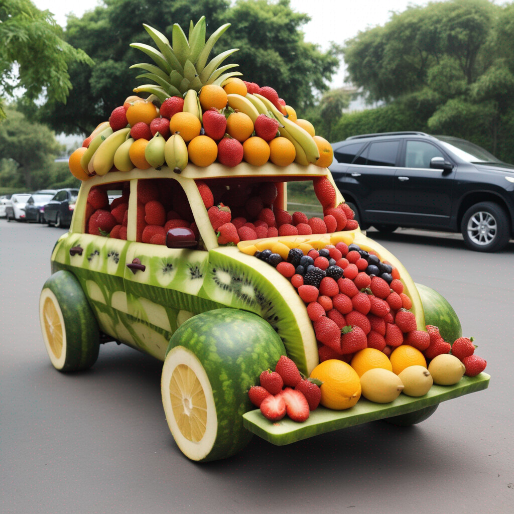 ArtStation - A car made out of fruits