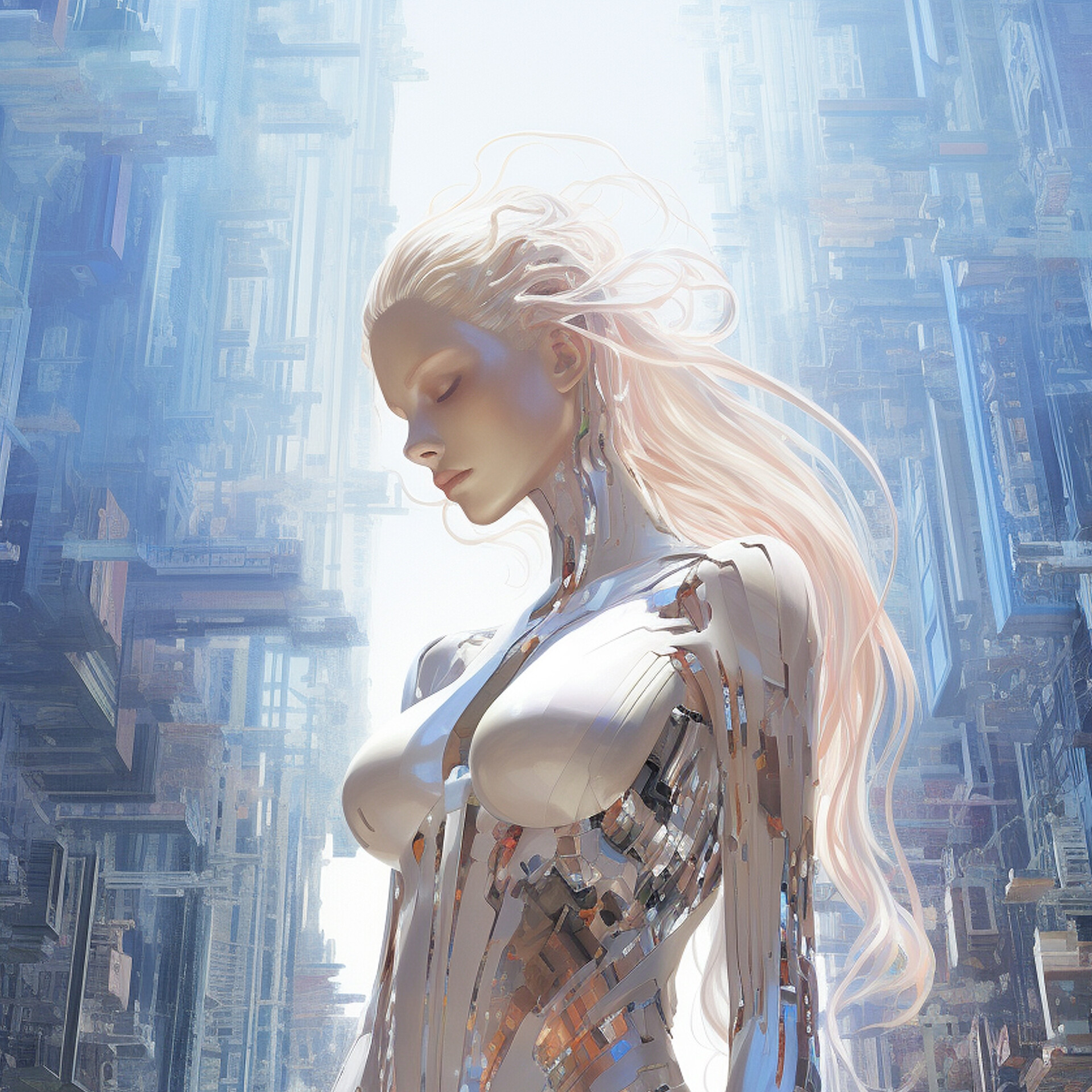 ArtStation - mechanical goddess143 in the future machine city under EPAC 240825 by Midjourney