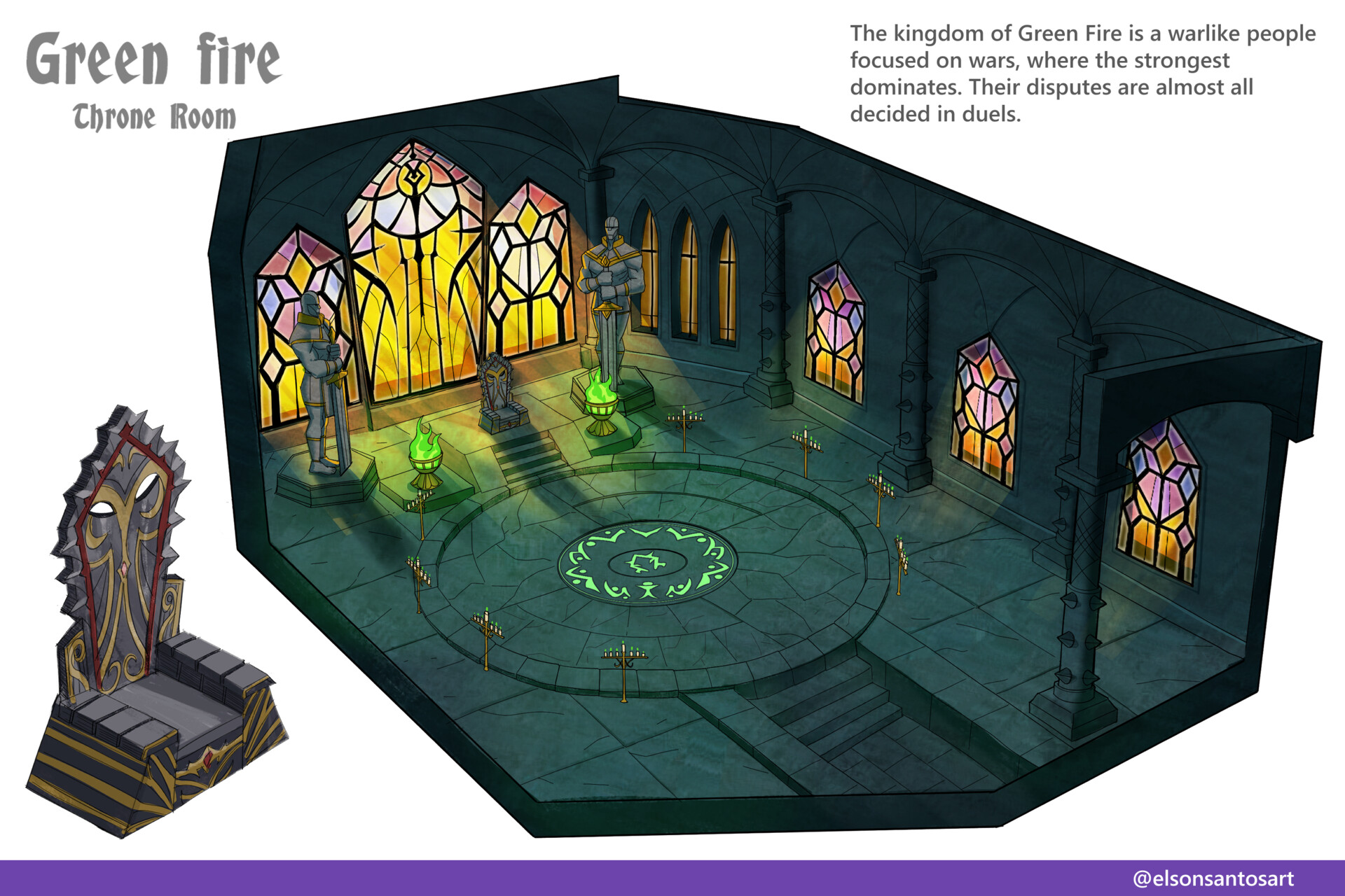 ArtStation - Green fire Throne Room