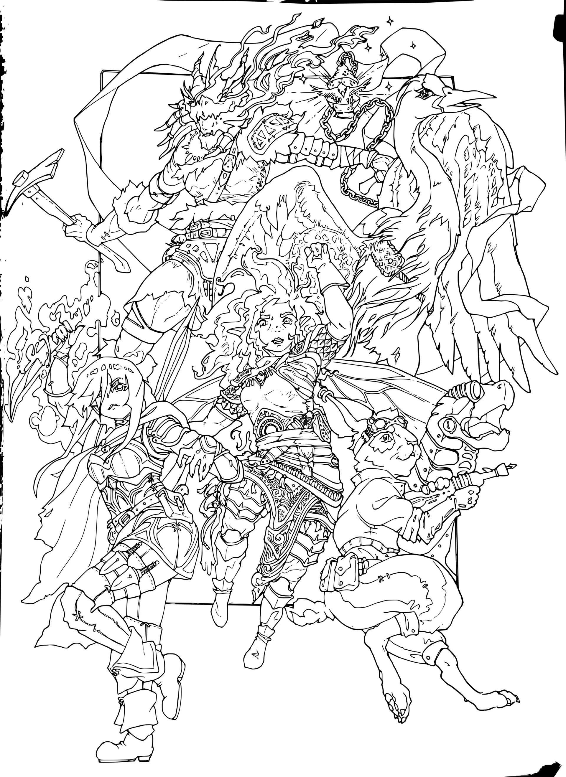 ArtStation - D&D Group Poster Lineart 1