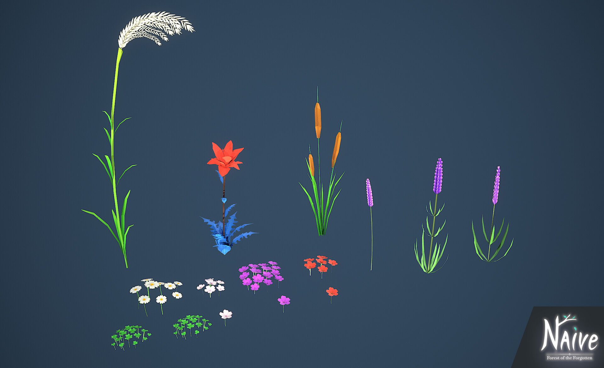 ArtStation - (Project : Navis) Stylized flower and clover assets