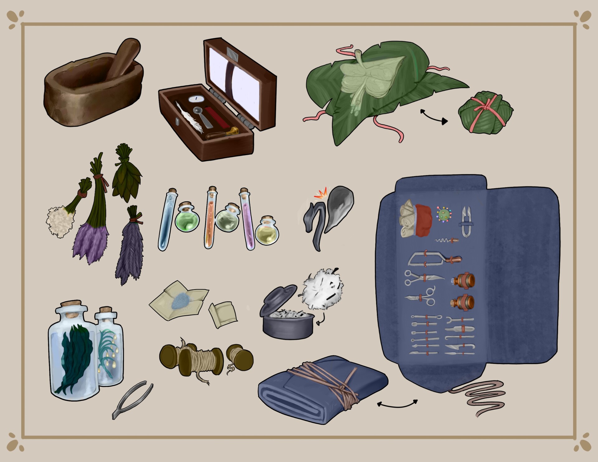 ArtStation - What's Inside the Travelling Healer's Bag?